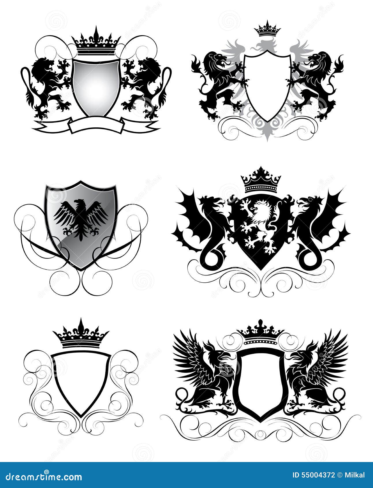 Heraldry set shield stock vector. Illustration of fictional - 55004372