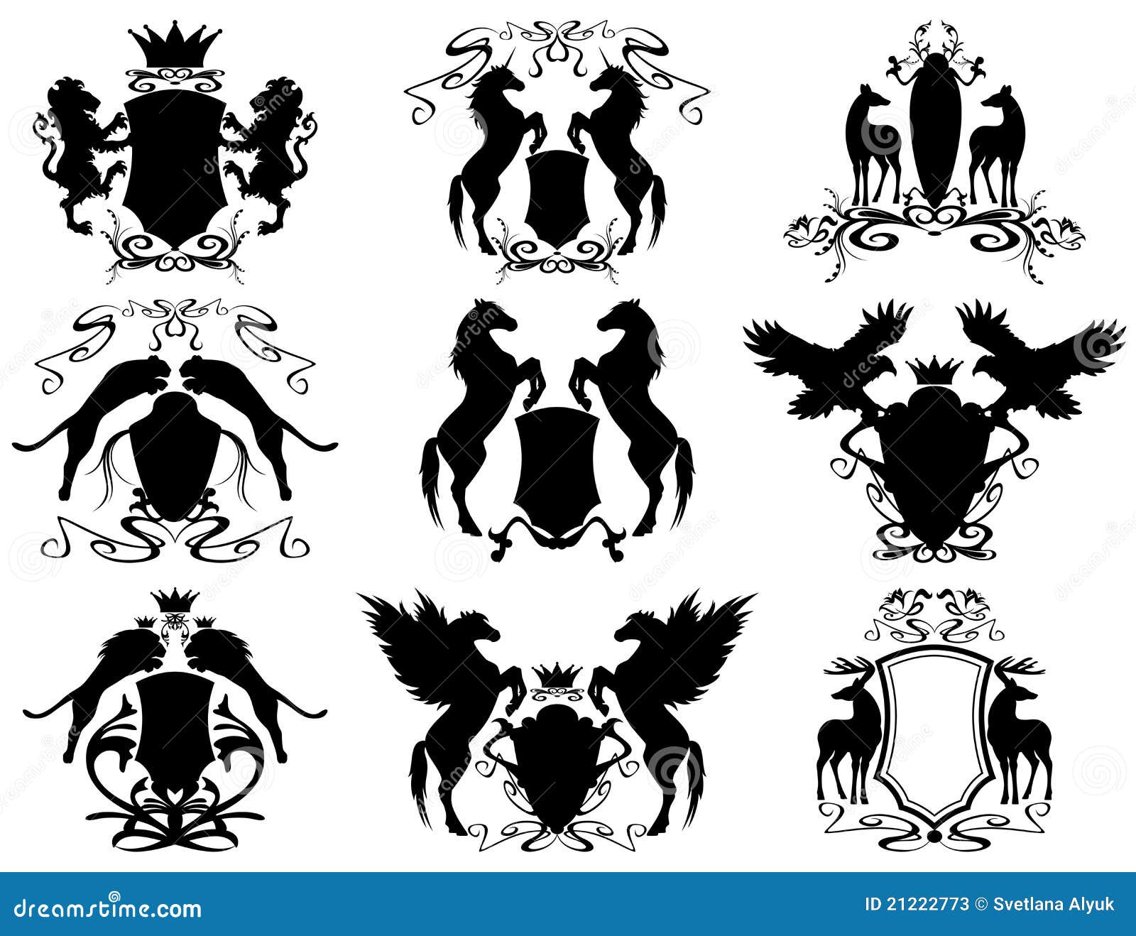 Heraldry set vector stock vector. Illustration of creature - 21222773
