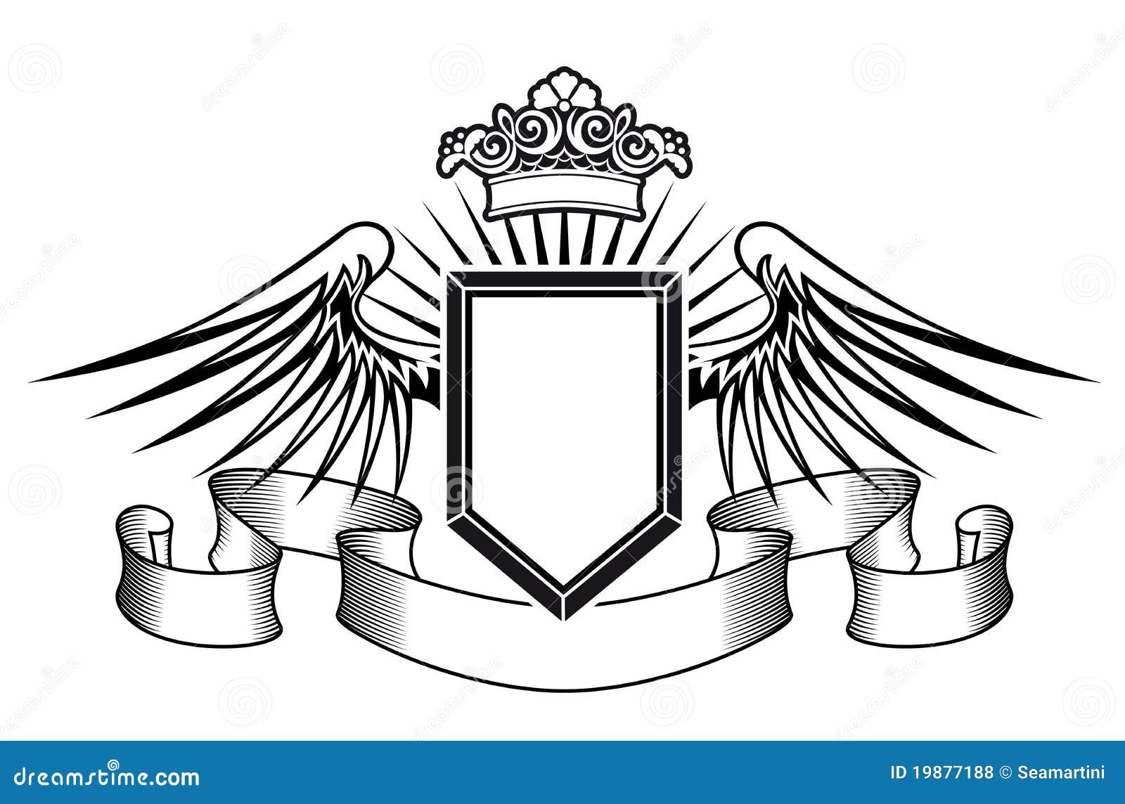 Heraldry Shield with Angel Wings Stock Vector - Illustration of ...