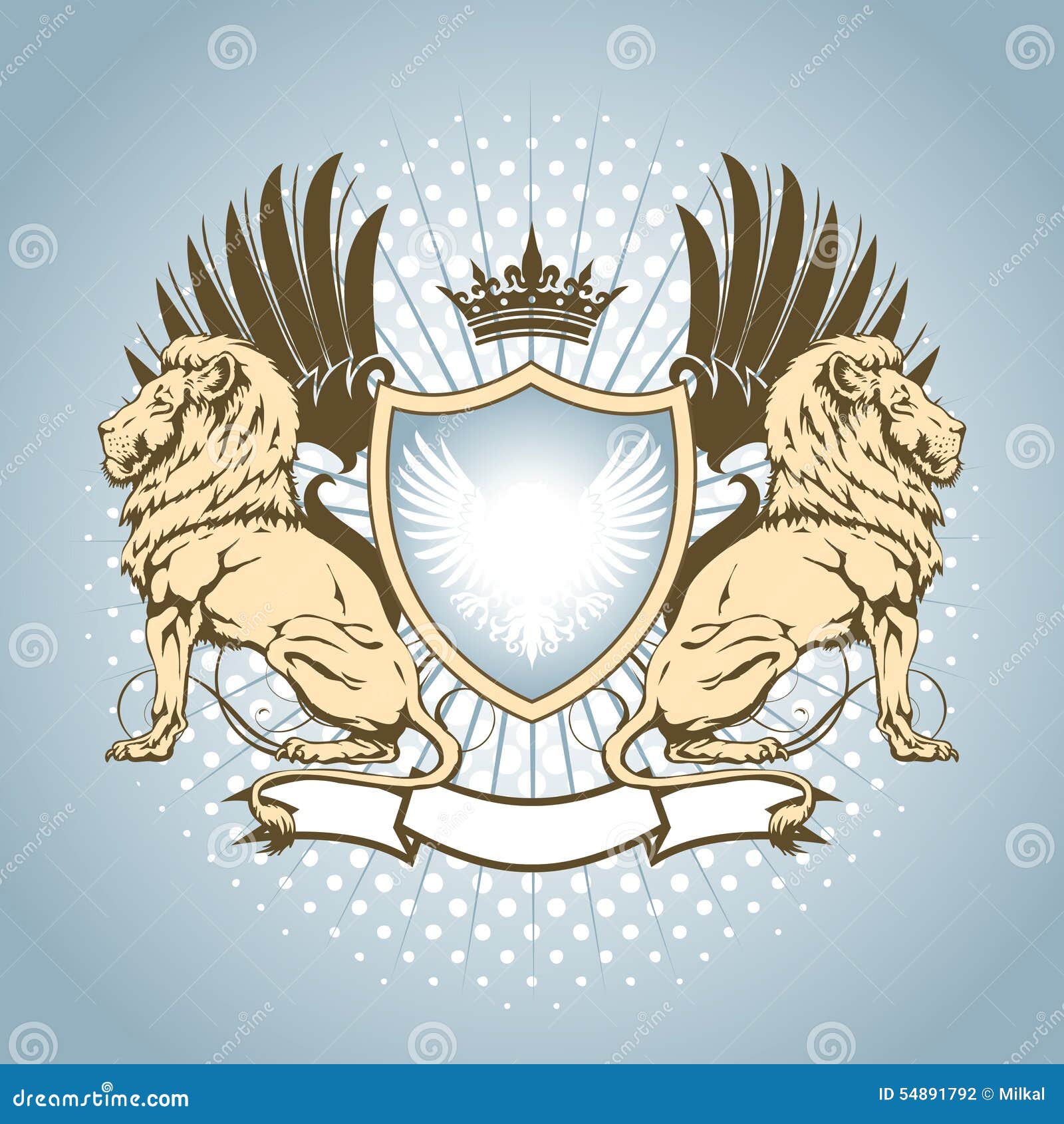 Heraldry shield with lion stock vector. Illustration of coat - 54891792