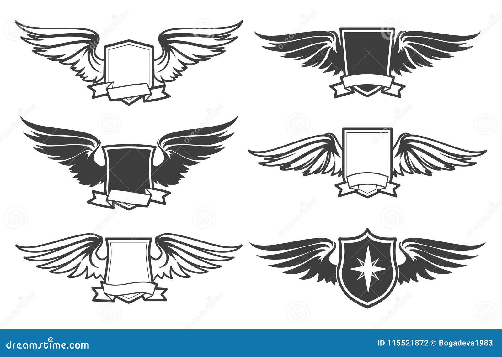 Shield with Wings Set stock illustration. Illustration of arms - 115521872