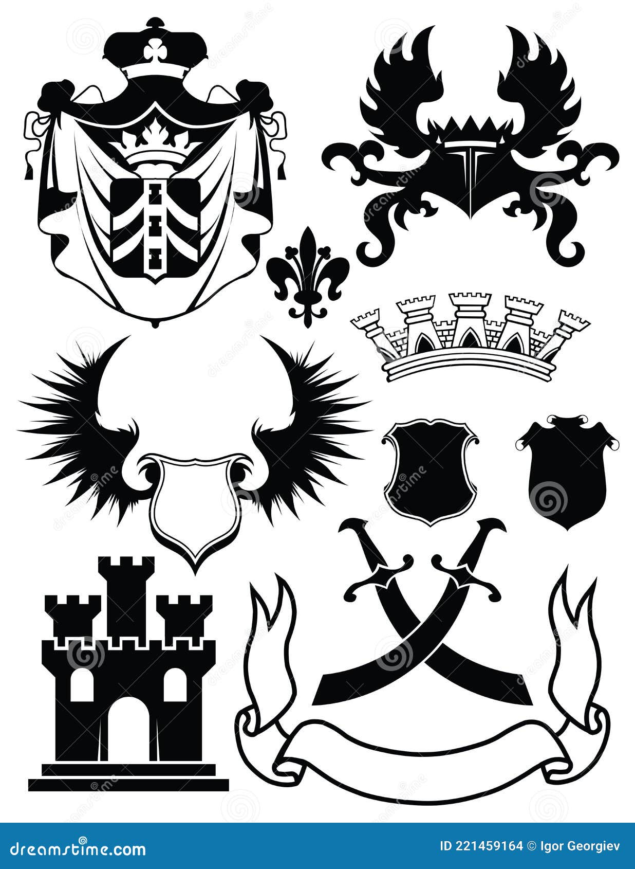 Heraldry Vector Illustration Set Poster Template Stock Vector ...