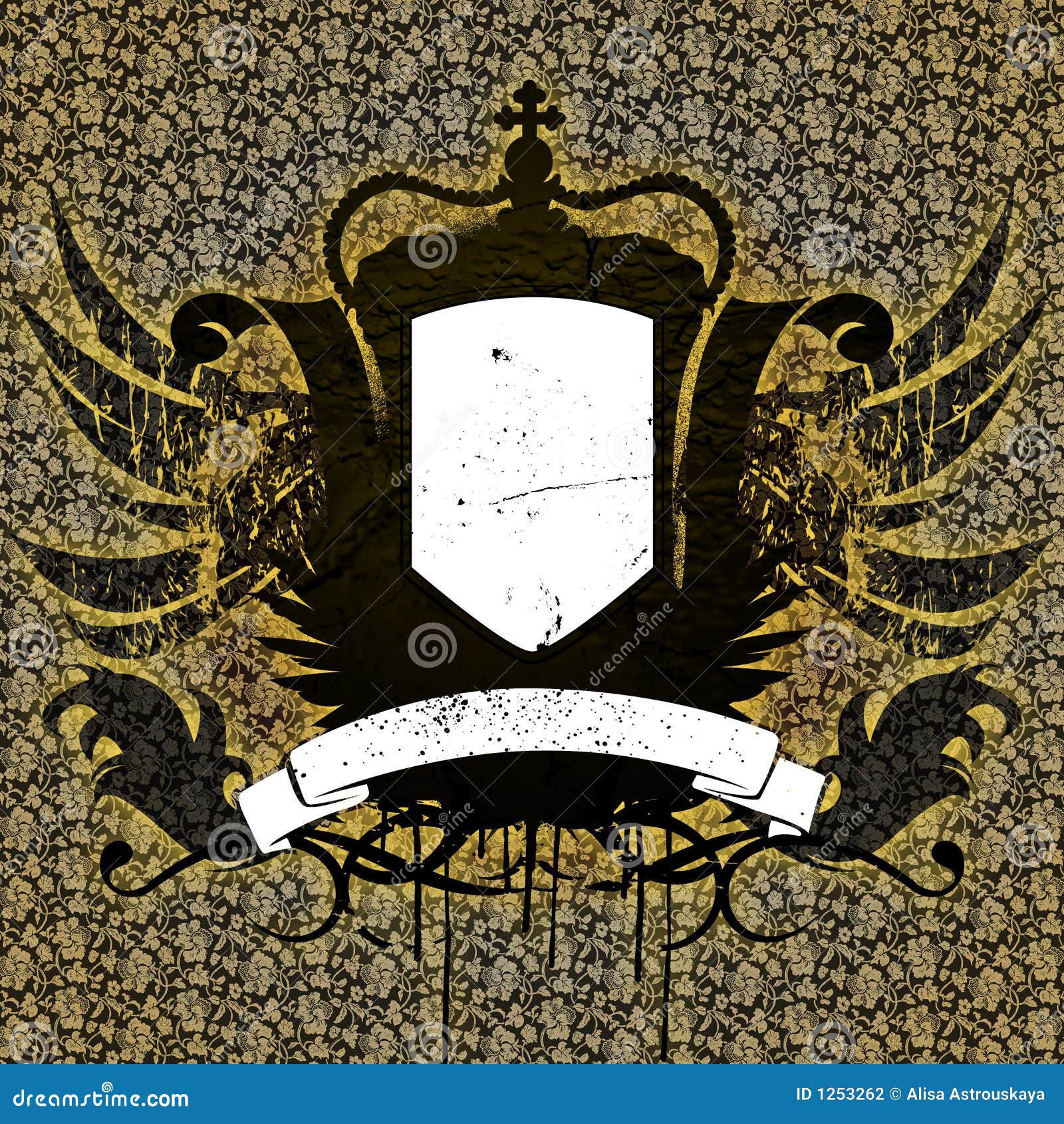Heraldry on Vintage Wallpaper Stock Illustration - Illustration of ...