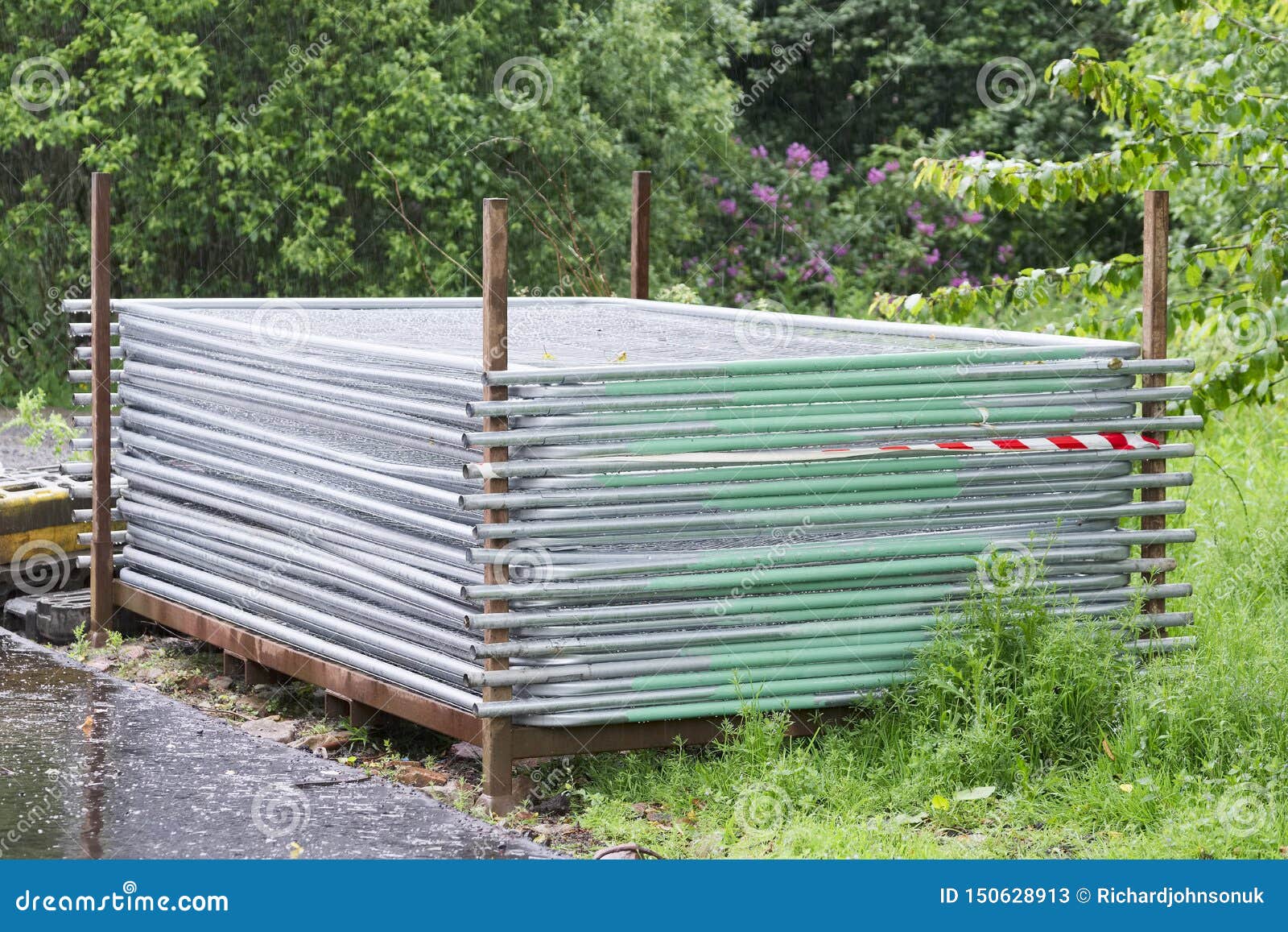 Heras Temporary Fence Stack In Pile Royalty-Free Stock Photography ...