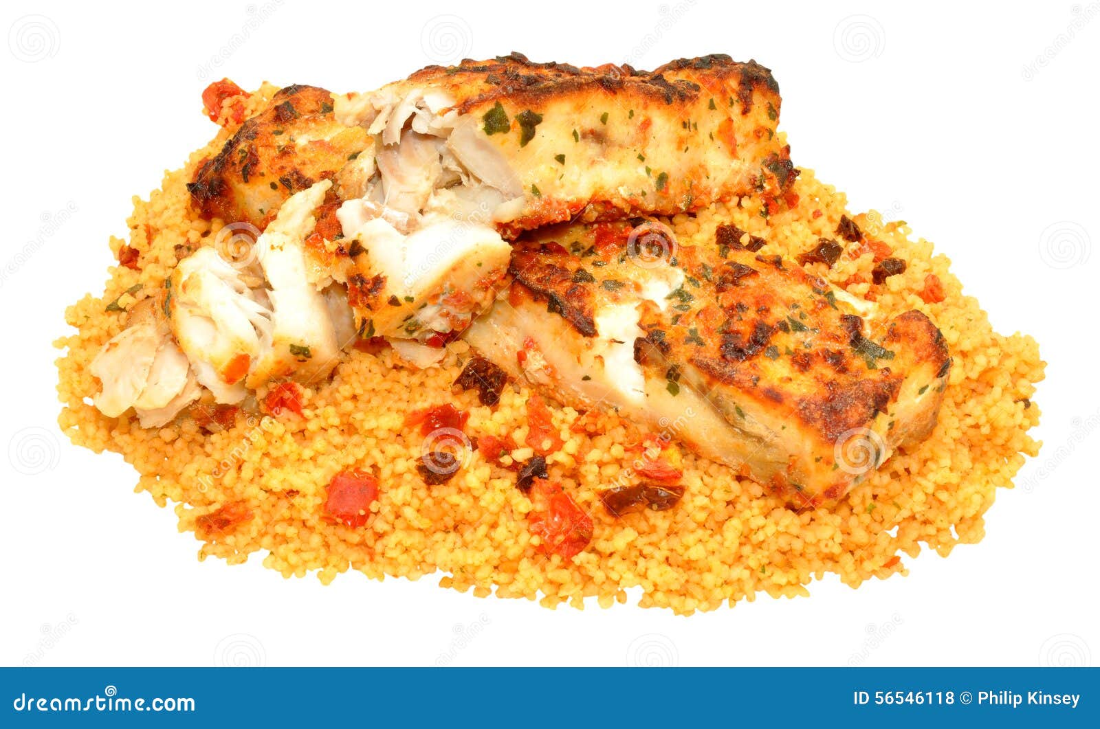 Herb Covered Grilled Fish with Couscous Stock Photo - Image of herb ...
