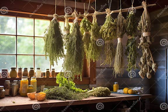Herb Drying Process with Labels and Twine Stock Image - Image of ...