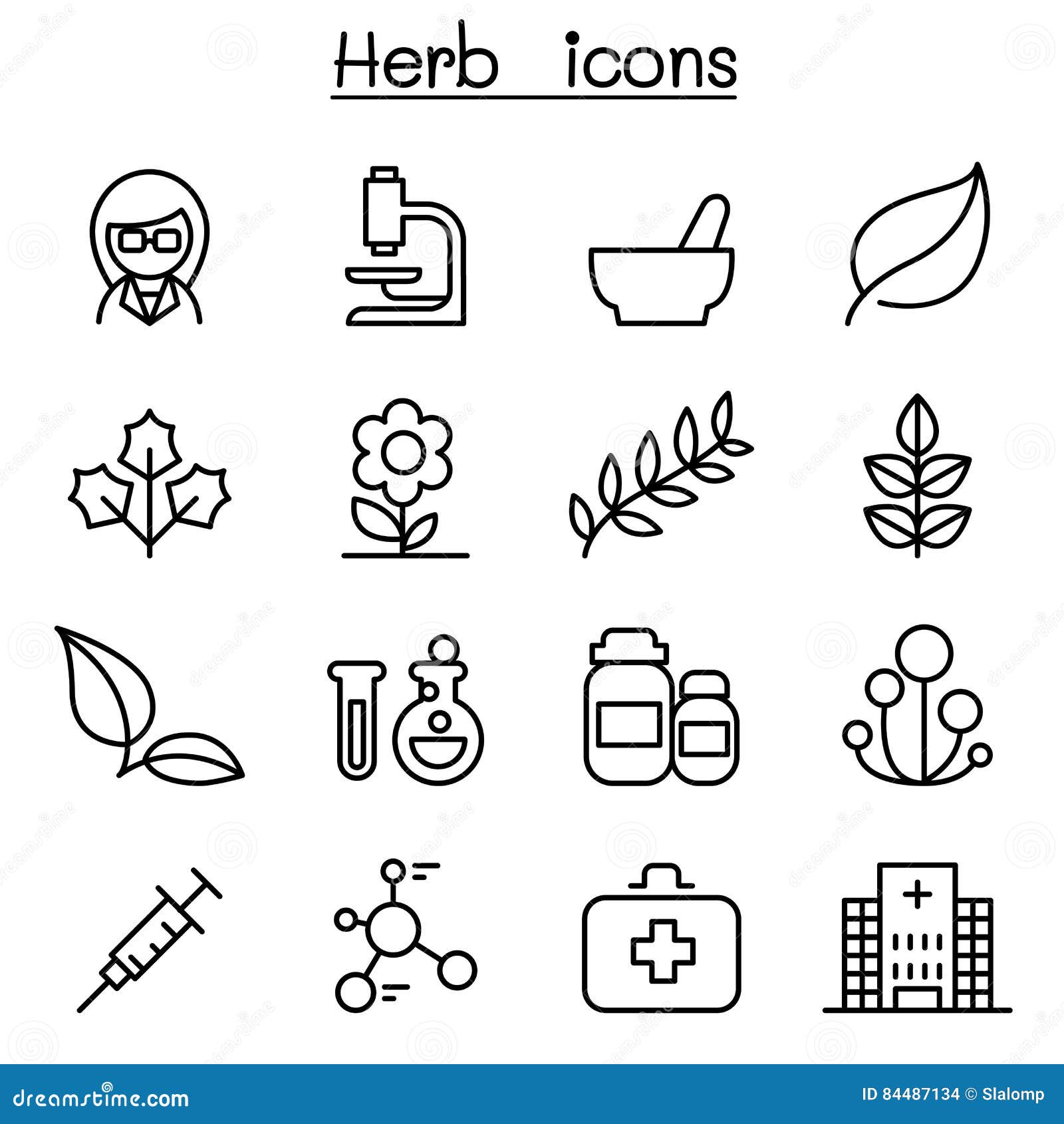 Herb Icon Set In Thin Line Style Vector Illustration | CartoonDealer ...