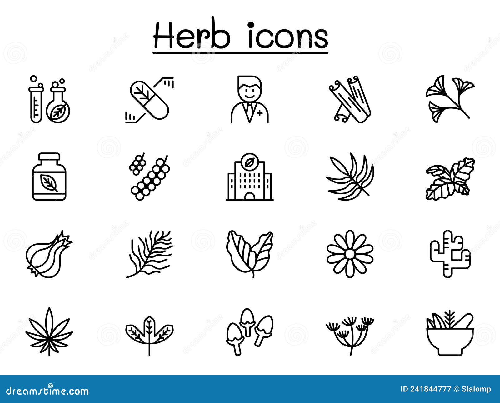 Herb Icons Set in Thin Line Style Stock Vector - Illustration of herb ...