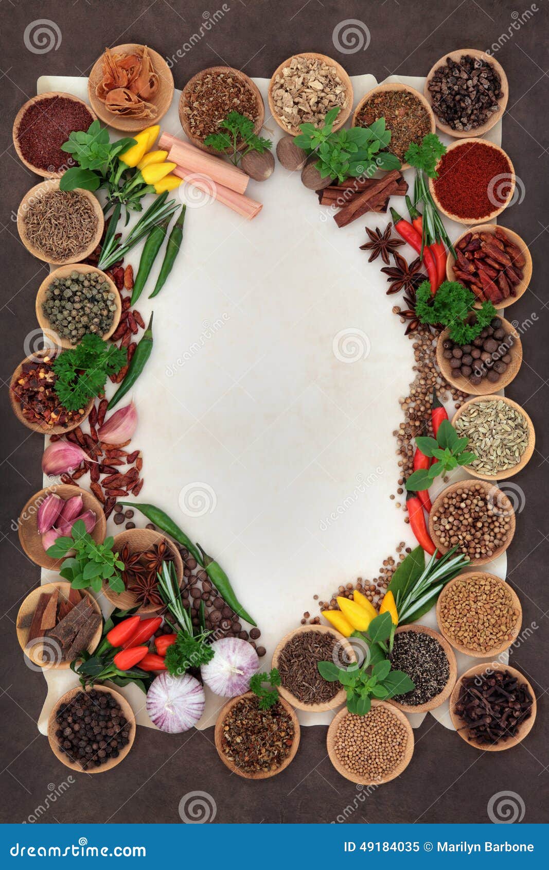 Herb and Spice Abstract Border Stock Image - Image of background ...