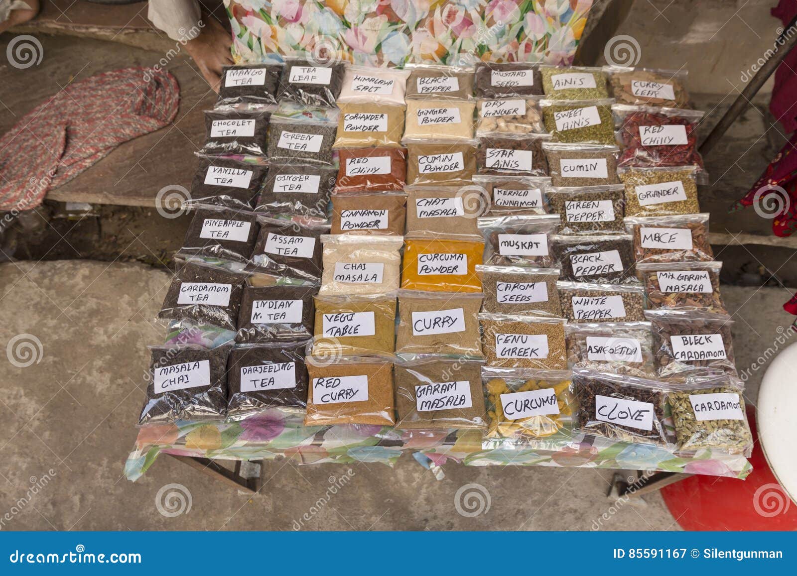 Herb spices display stock image. Image of bazaar, spices - 85591167
