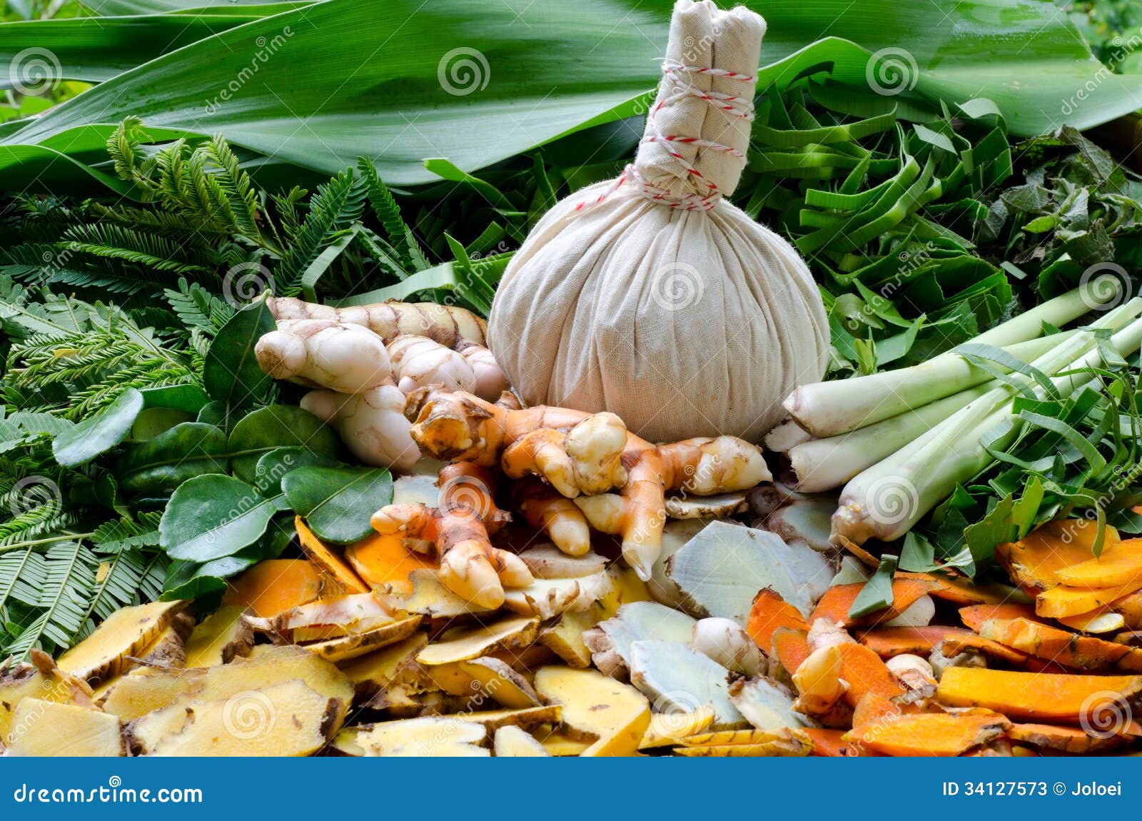 The Herbal Compress Ball for Stock Image - Image of products, grass ...