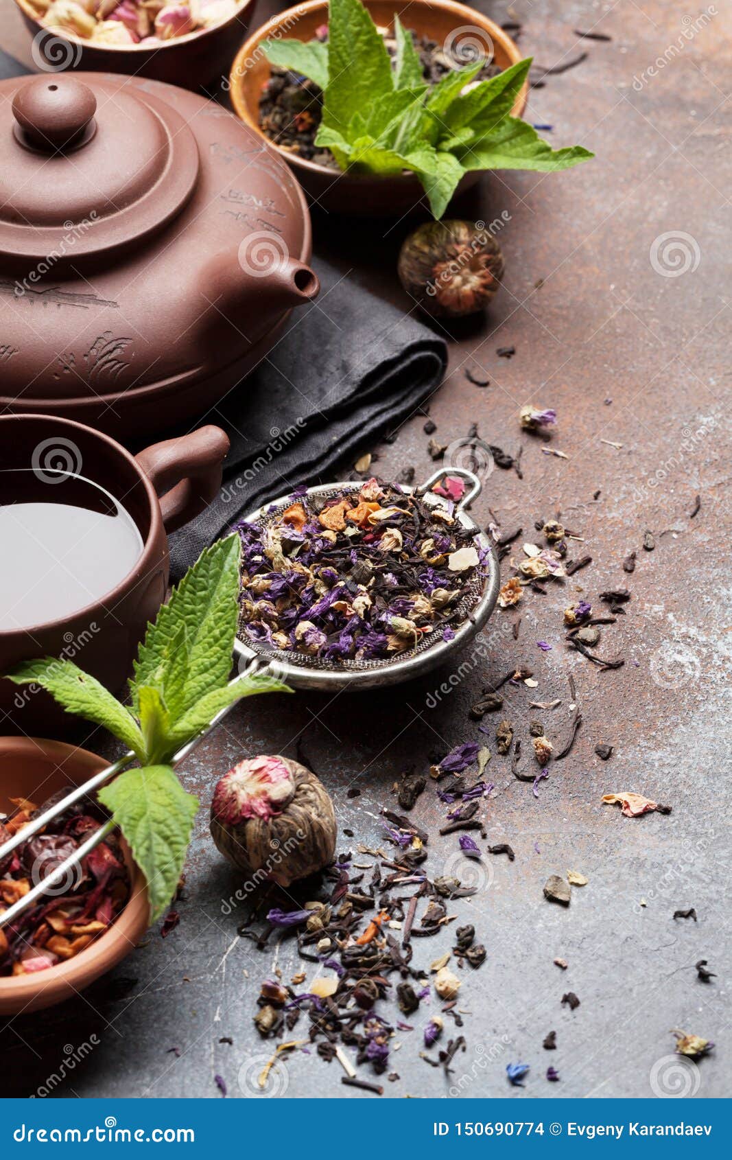 Herbal and fruit dry teas stock photo. Image of fruit - 150690774