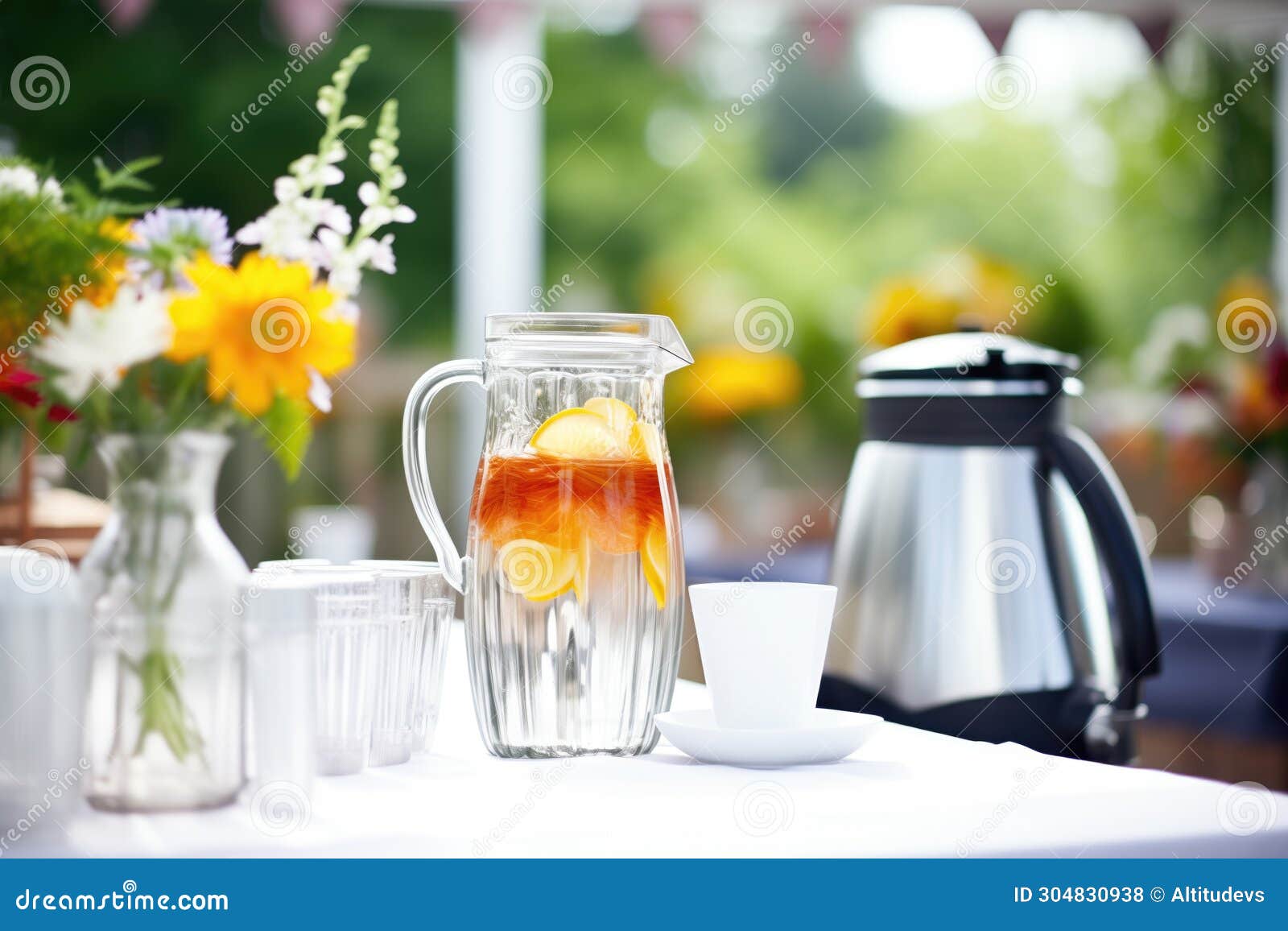 Herbal Iced Tea Pitcher Amidst a Garden Party Setup Stock Photo - Image ...