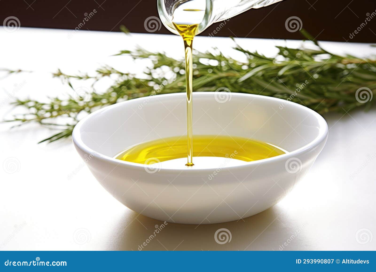 Herbal Oil Dripping from Pipette into a White Bowl Stock Image - Image ...