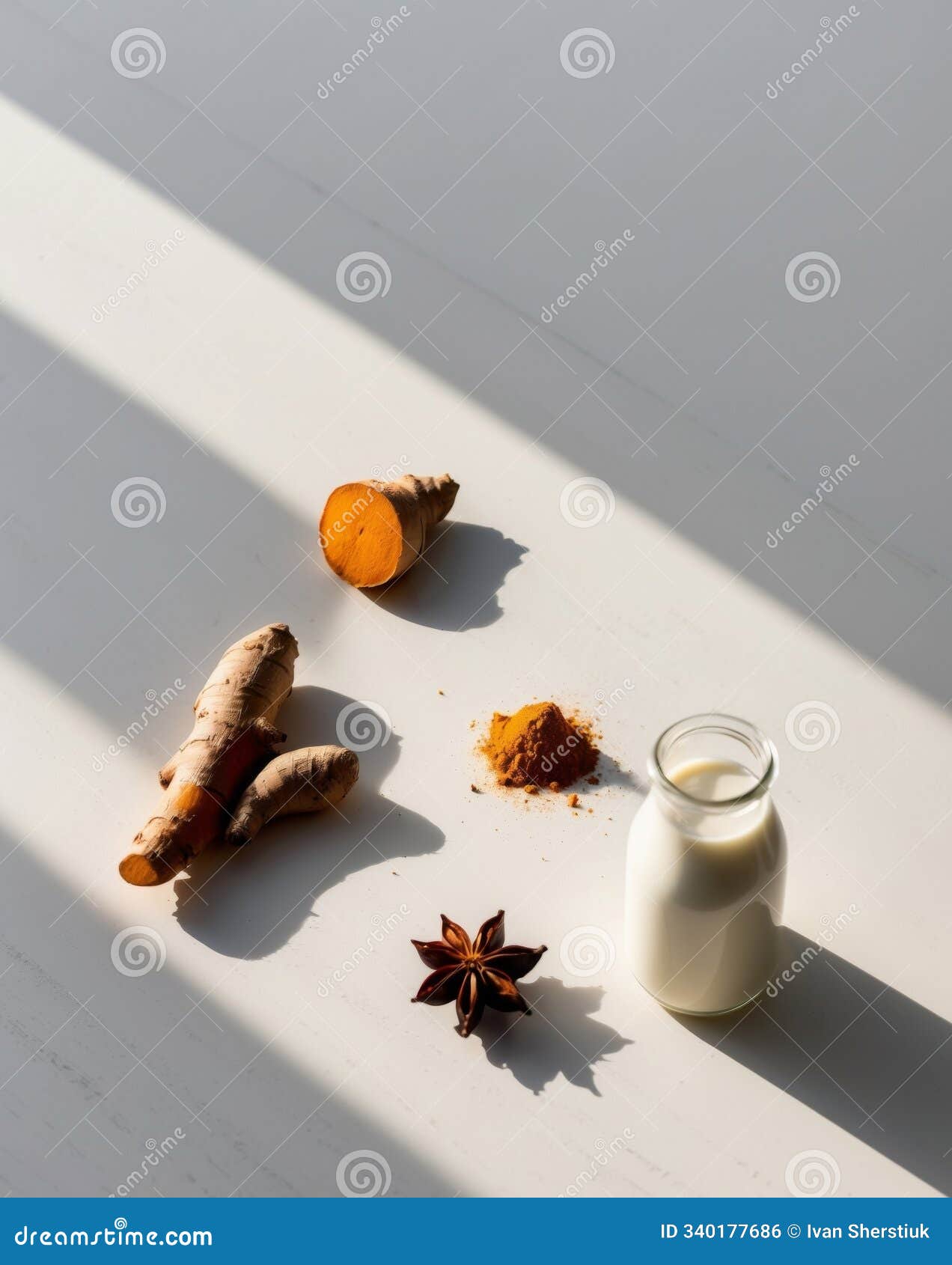 Herbal Potion Ingredients for a Turmeric Moon Milk Elixir. Stock Photo ...
