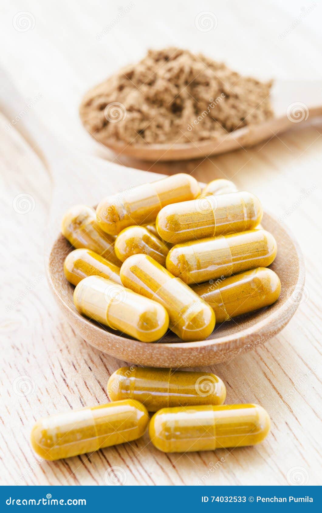 Herbal Powder in Capsule and Spoon. Stock Image - Image of pharmacy ...
