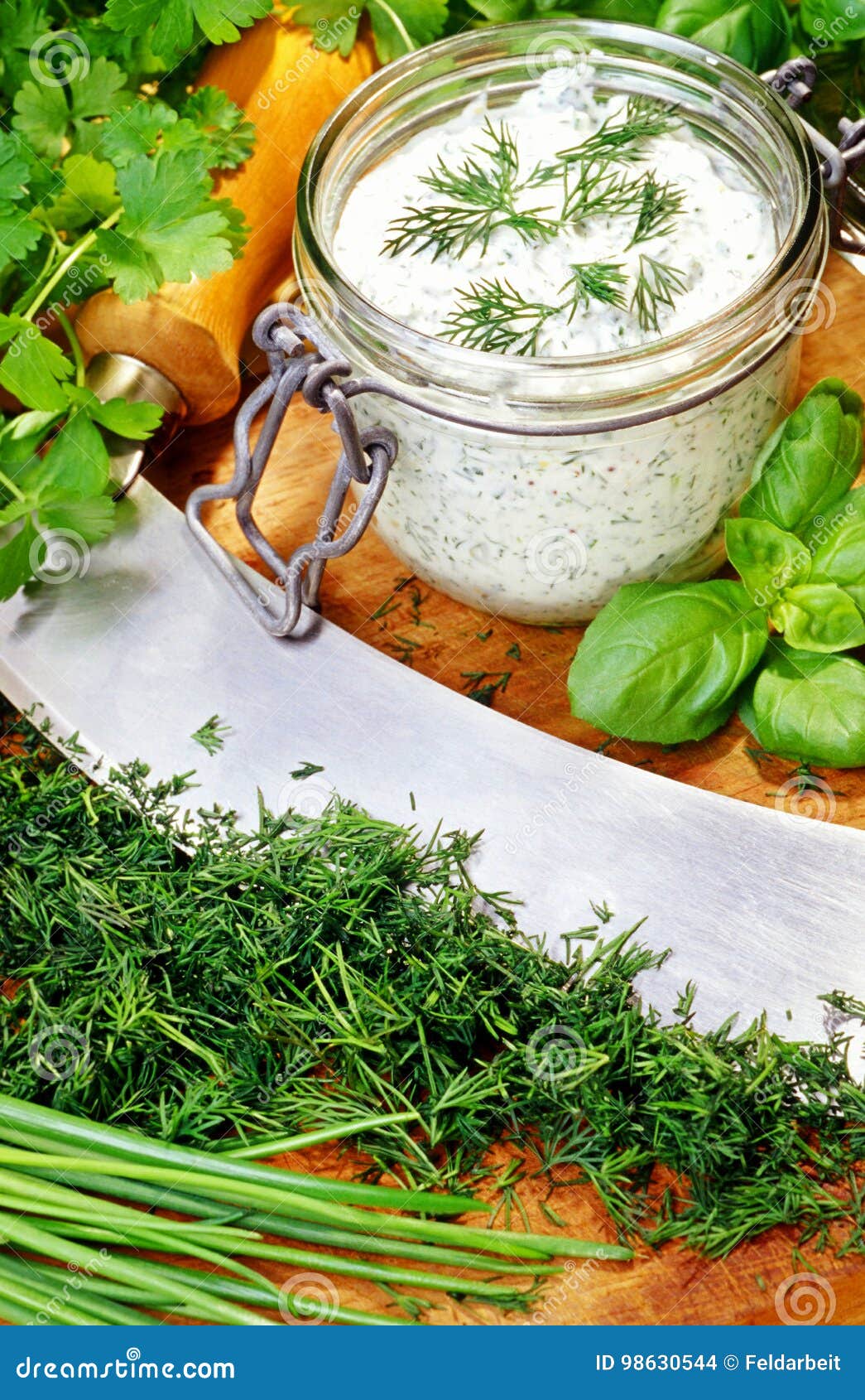 Herbal quark stock photo. Image of green, dill, delicious - 98630544