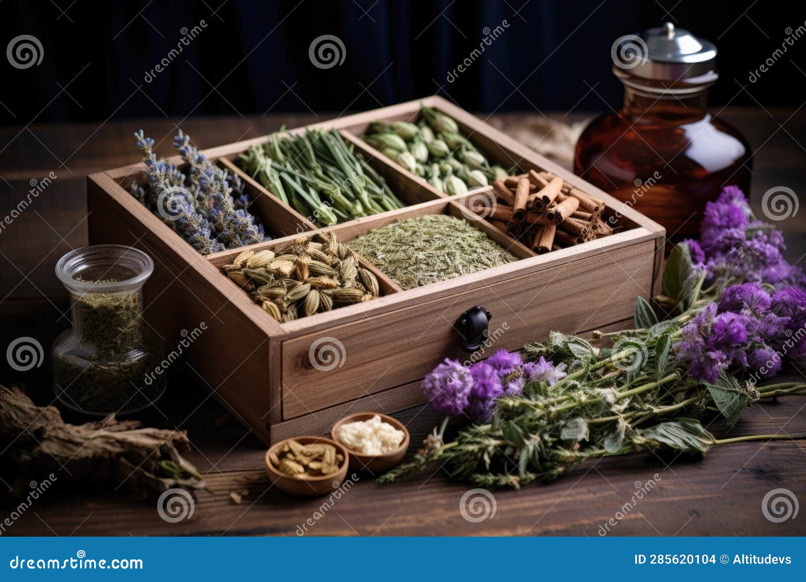 Herbal Tea Assortment in a Rustic Wooden Box Stock Photo - Image of ...