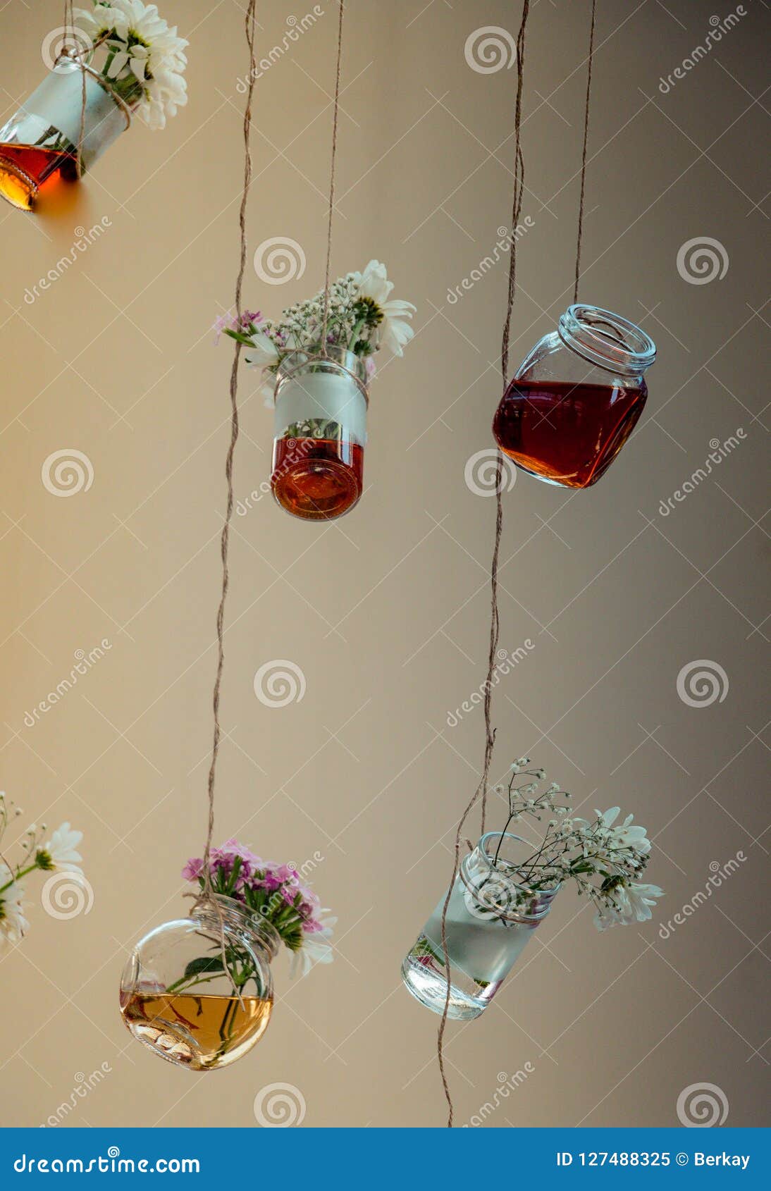 Herbal Tea Bottles Hanging on Strings Stock Image - Image of herb ...