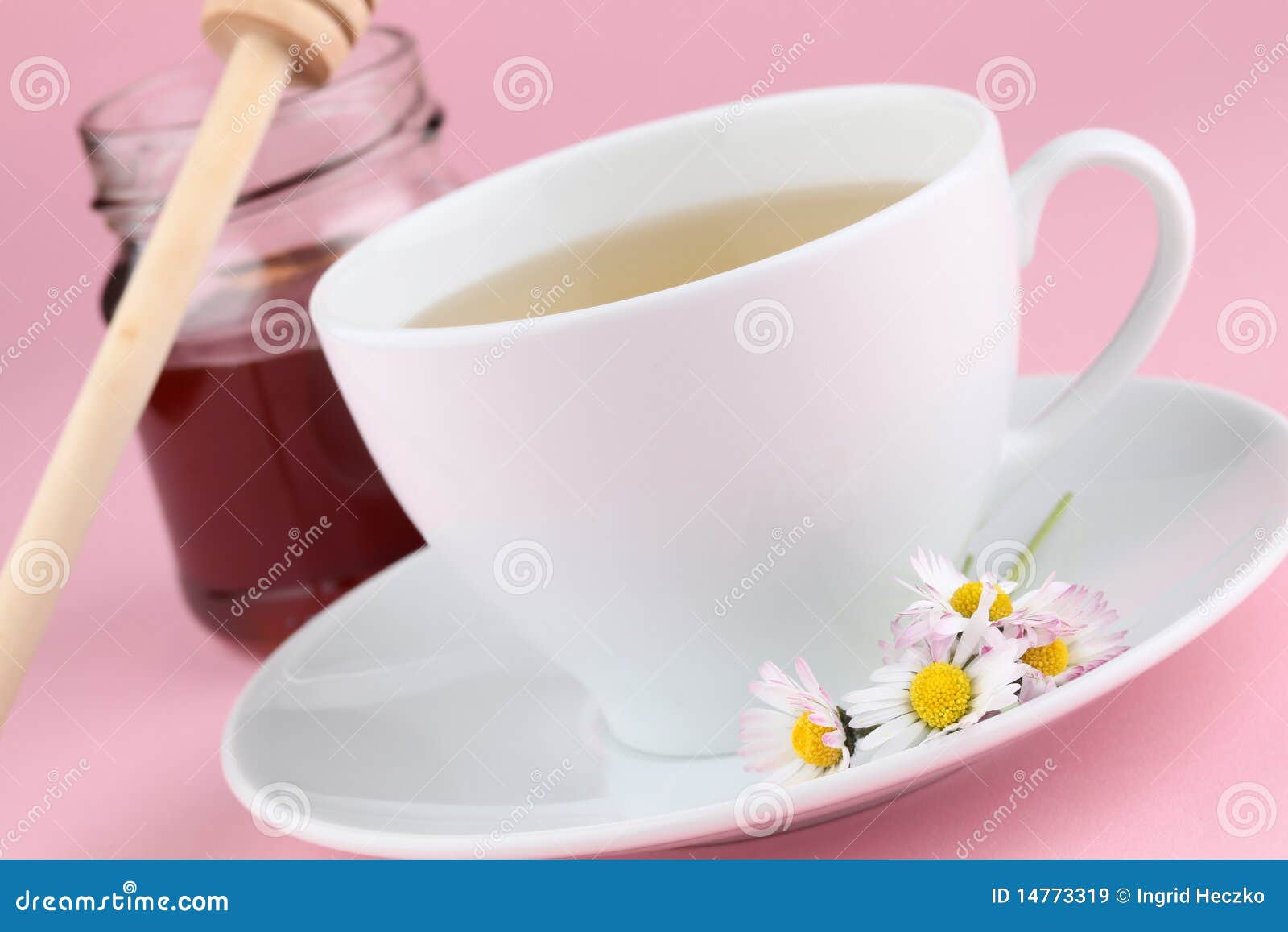 Herbal Tea with Daisies and Honey Stock Image - Image of horizontal ...