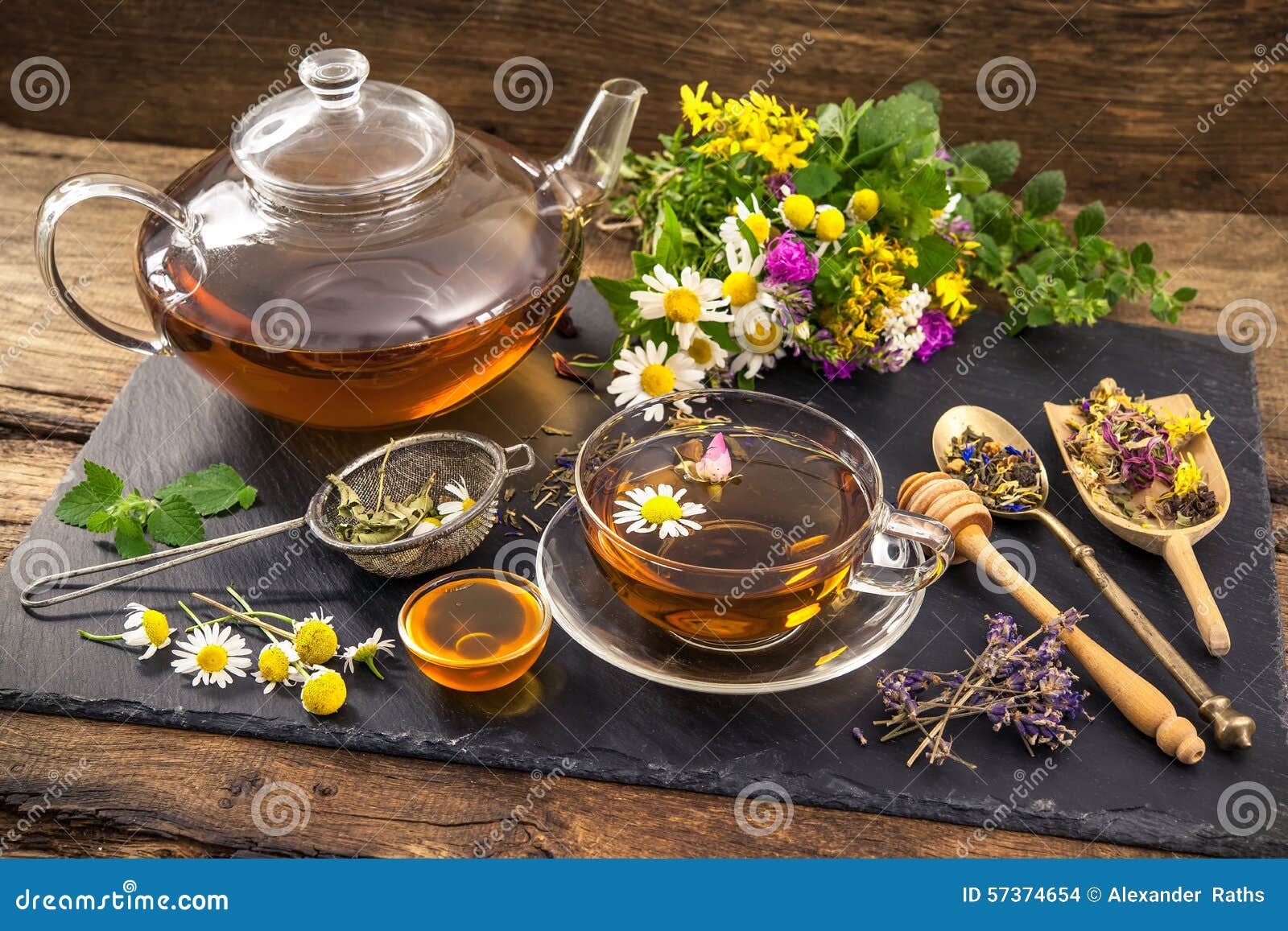 Herbal tea with honey stock photo. Image of mint, medicine - 57374654