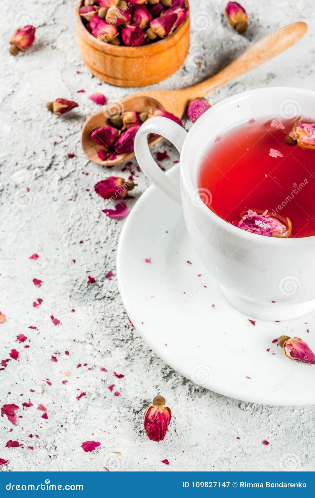 Herbal tea with rose buds stock image. Image of gourmet - 109827147