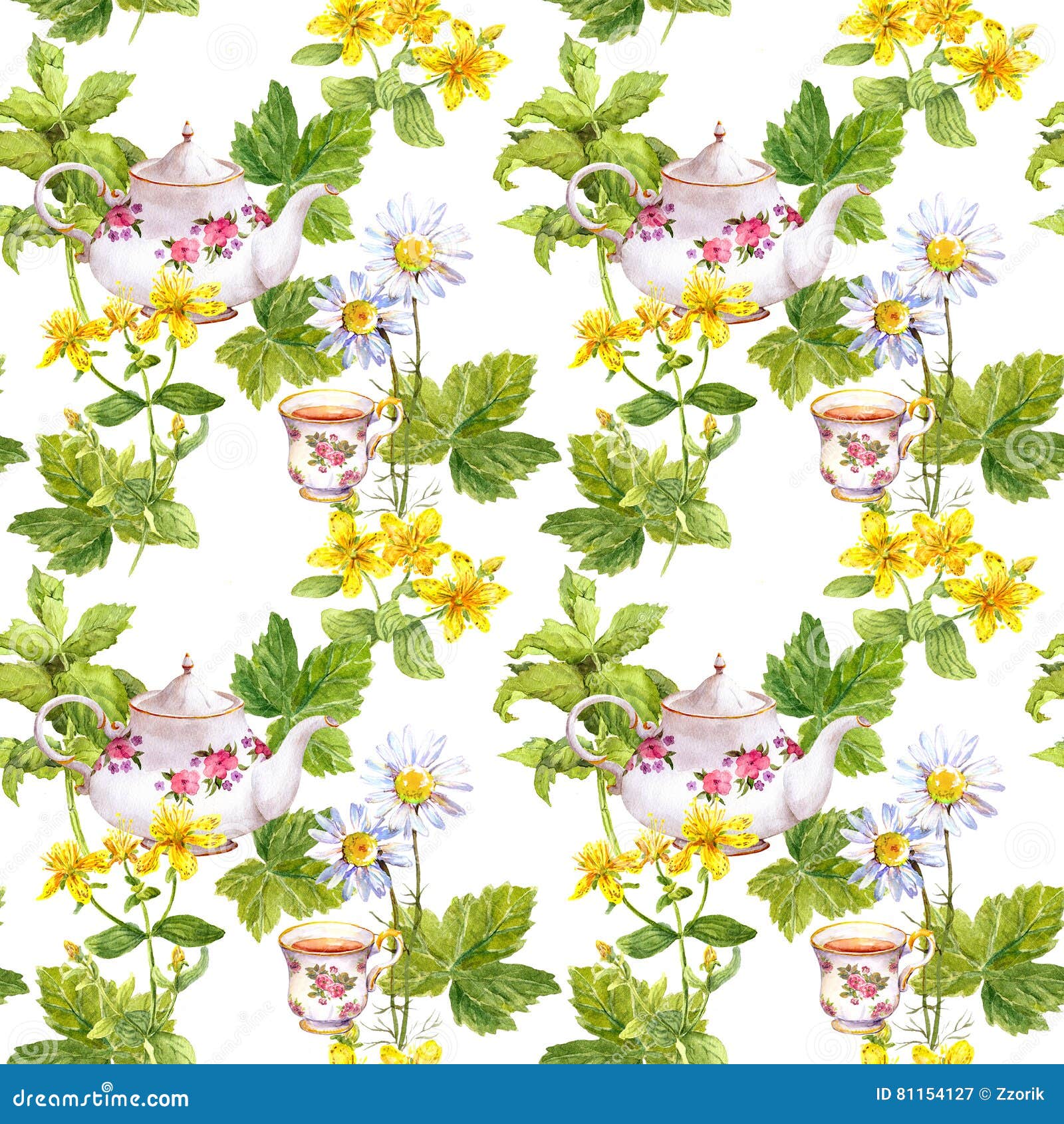 Mint Teapot Flowers Watercolor Foliage Afternoon Tea Floral Arrangement ...