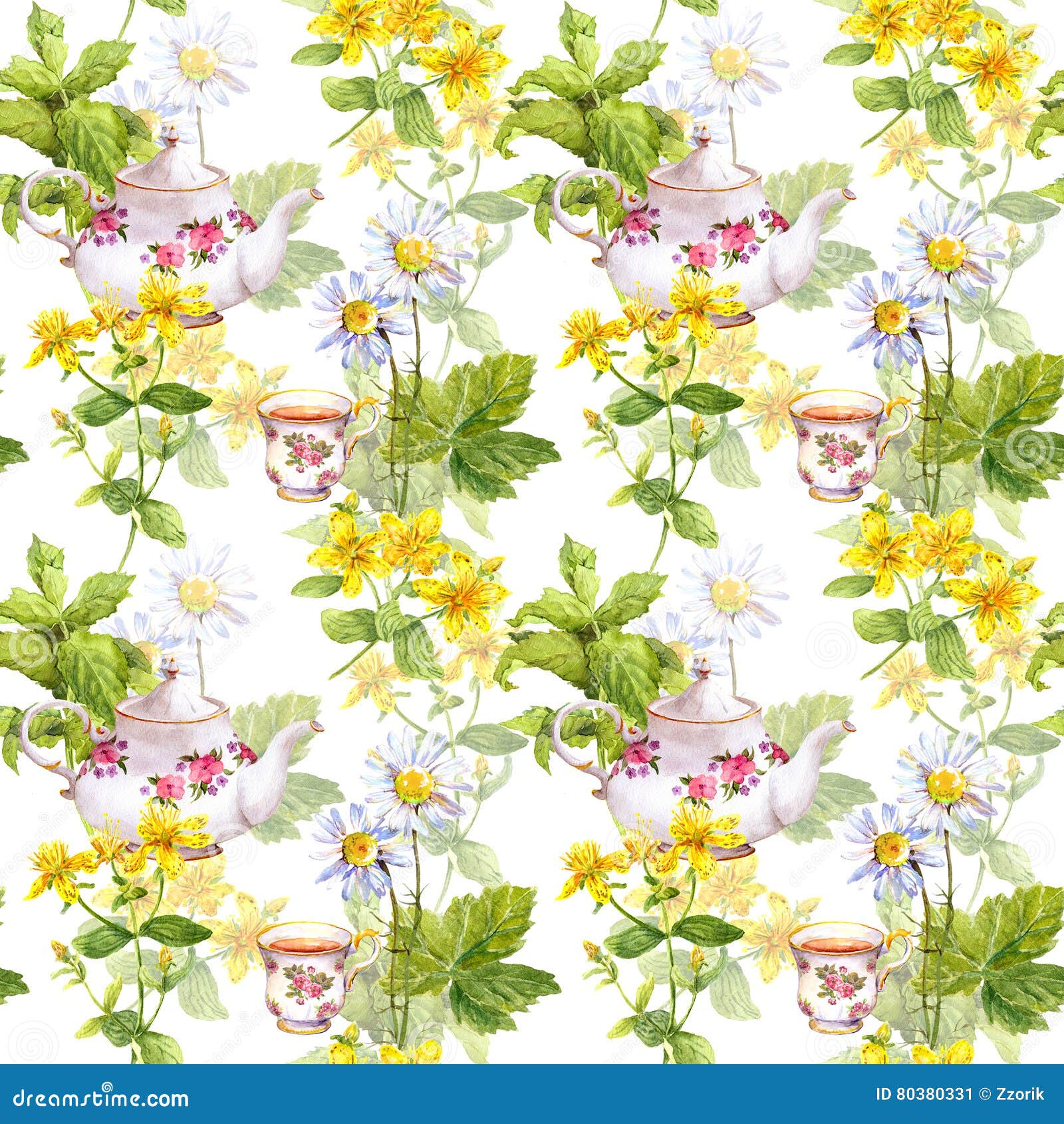 Mint Teapot Flowers Watercolor Foliage Afternoon Tea Floral Arrangement ...