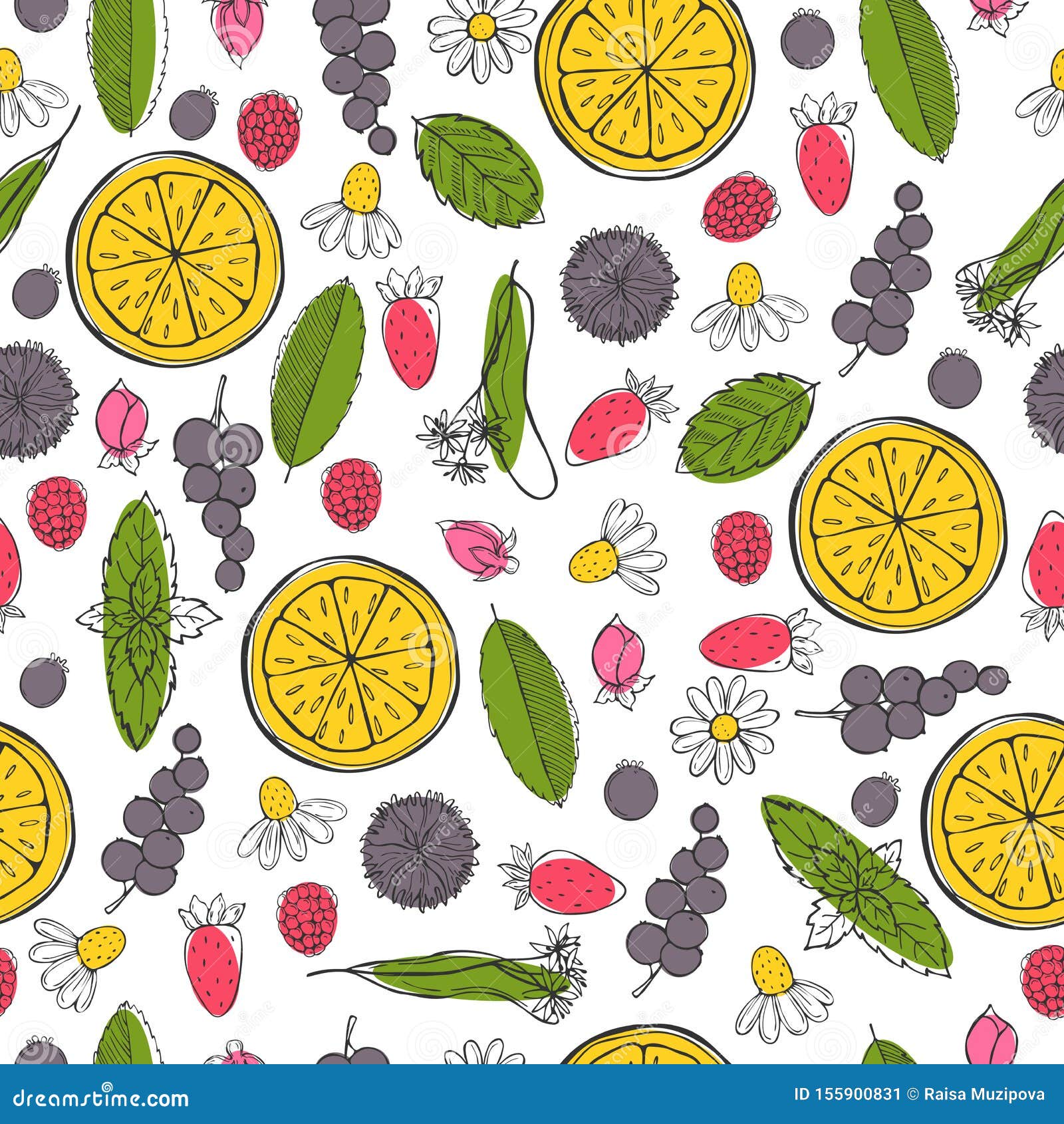Herbal Tea. Vector Seamless Pattern Stock Vector - Illustration of ...