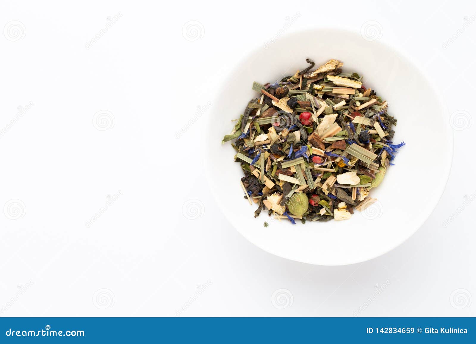 Herbal Tea on a White Background. Top View Stock Image - Image of ...