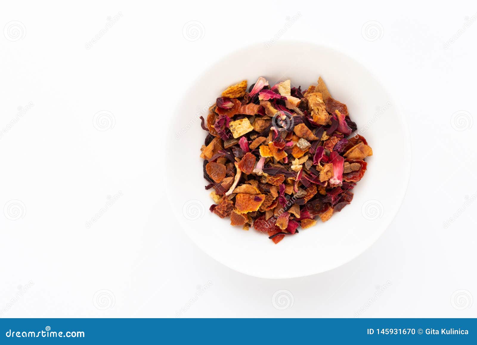 Herbal Tea on a White Background. Top View Stock Photo - Image of plant ...