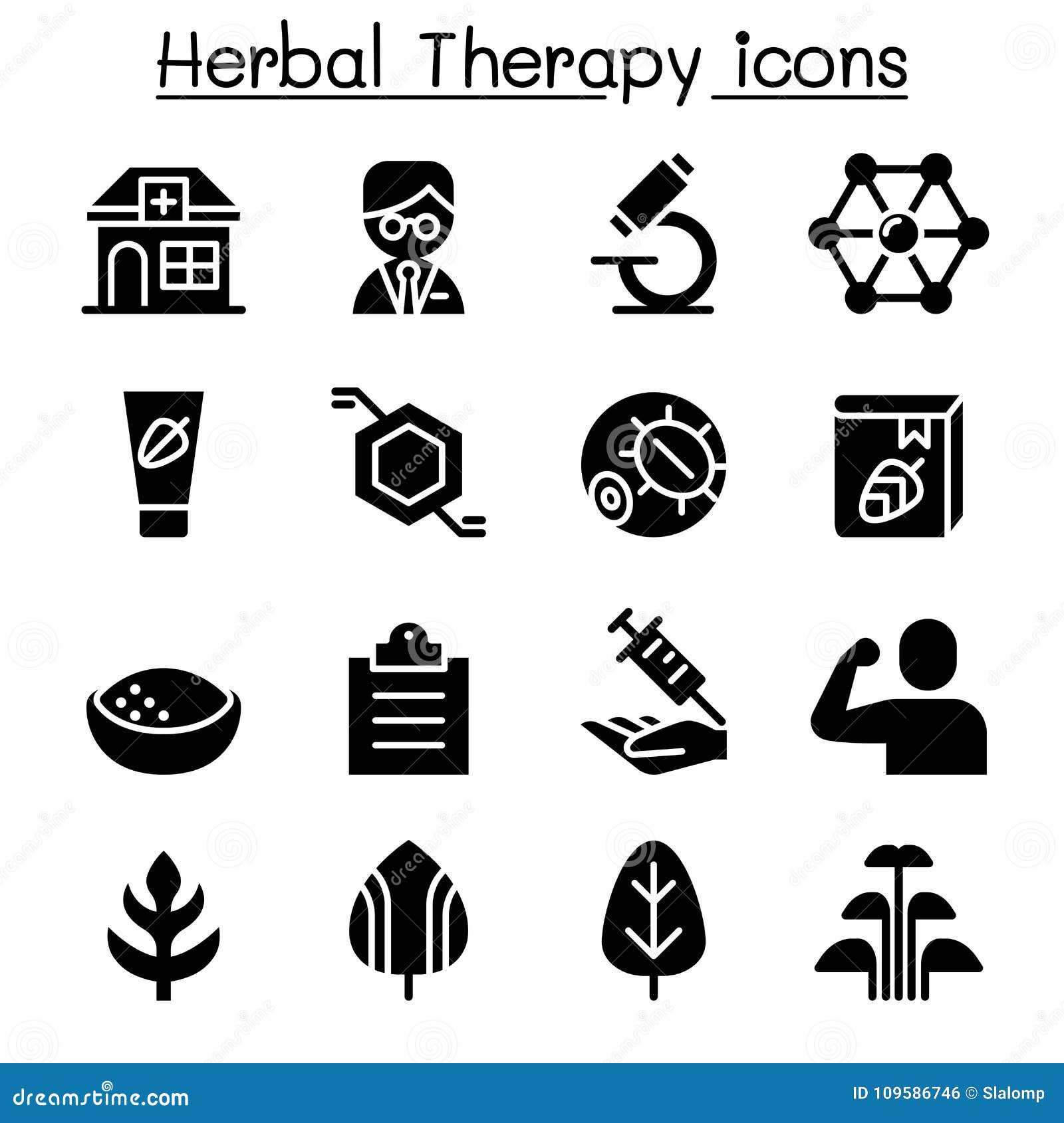 Herbal Therapy icon set stock vector. Illustration of medical - 109586746