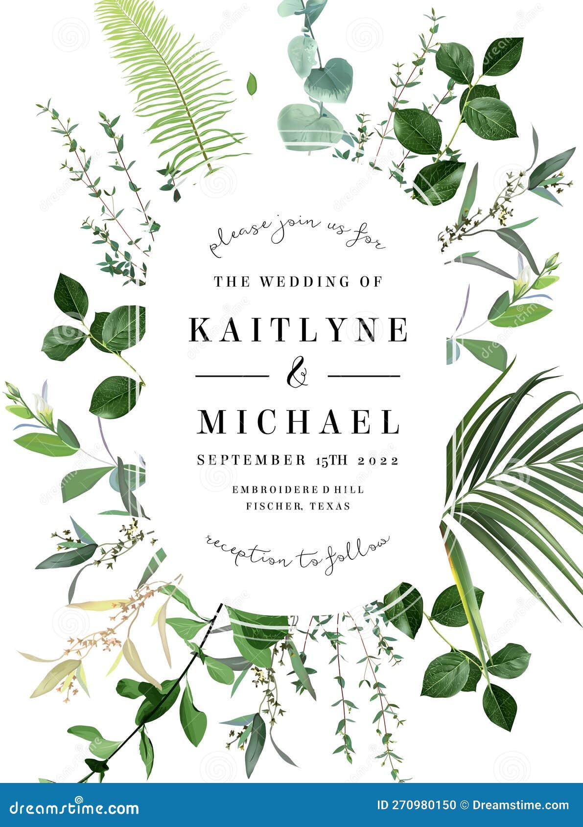 Herbal Vertical Vector Frame. Hand Painted Plants, Branches, Leaves on ...