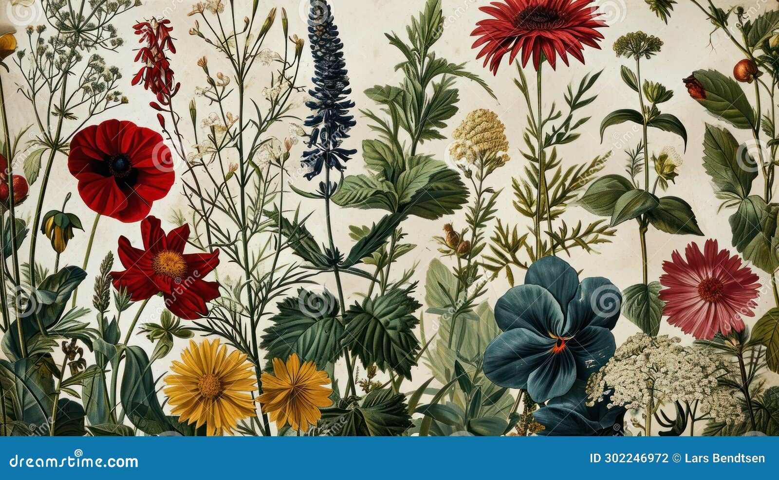 Herbarium Classic Detailed Botanicals - AI Generated Stock Illustration ...