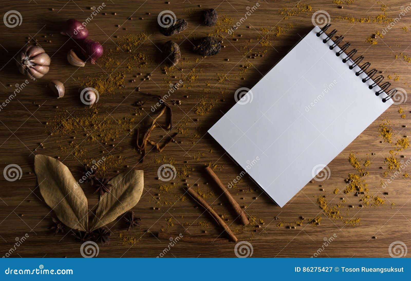 Herbs stock image. Image of herb, notebook, garlic, leave - 86275427
