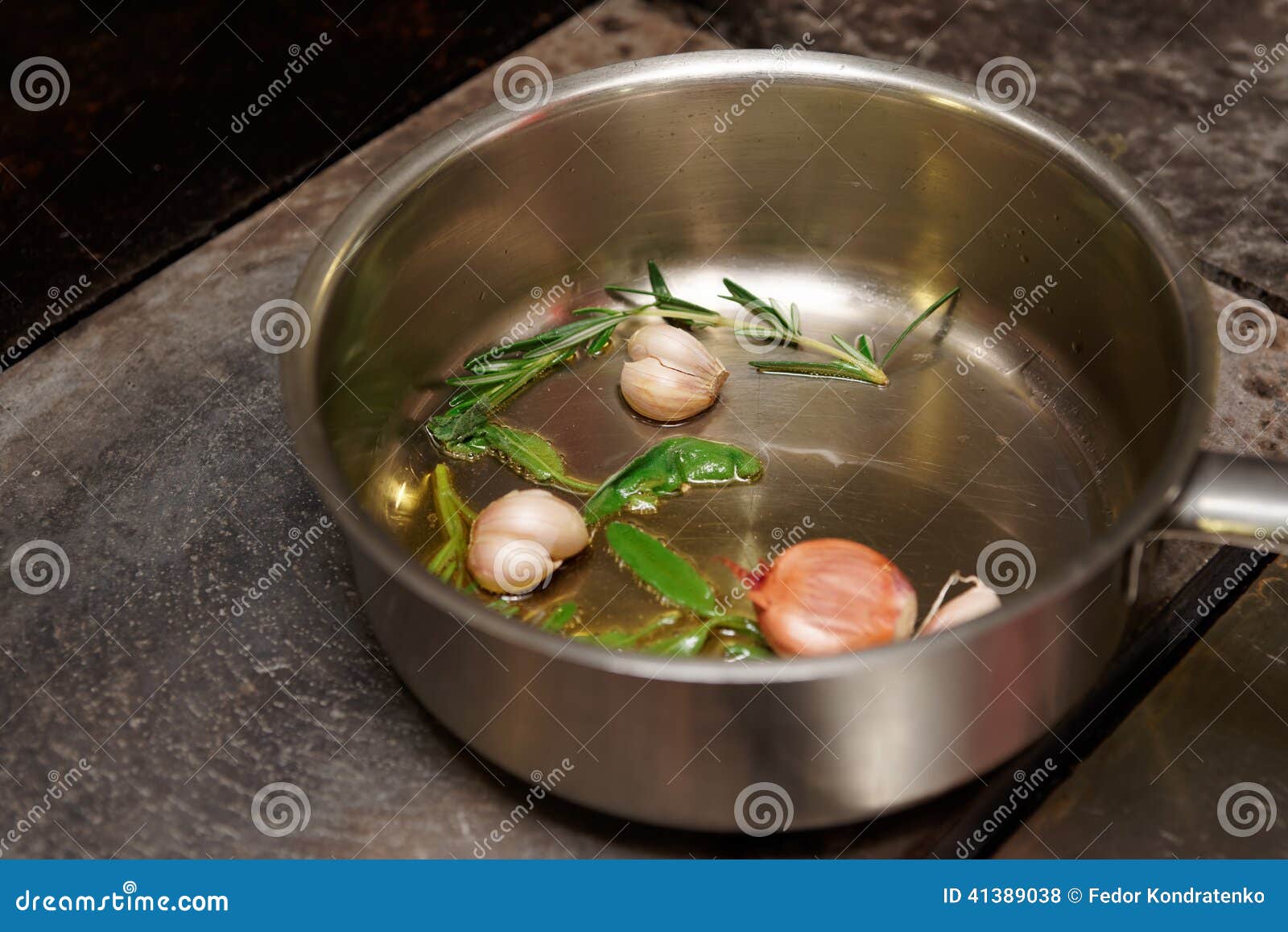 Herbs and Garlic Being Fried in Pan Stock Photo - Image of stewpot ...
