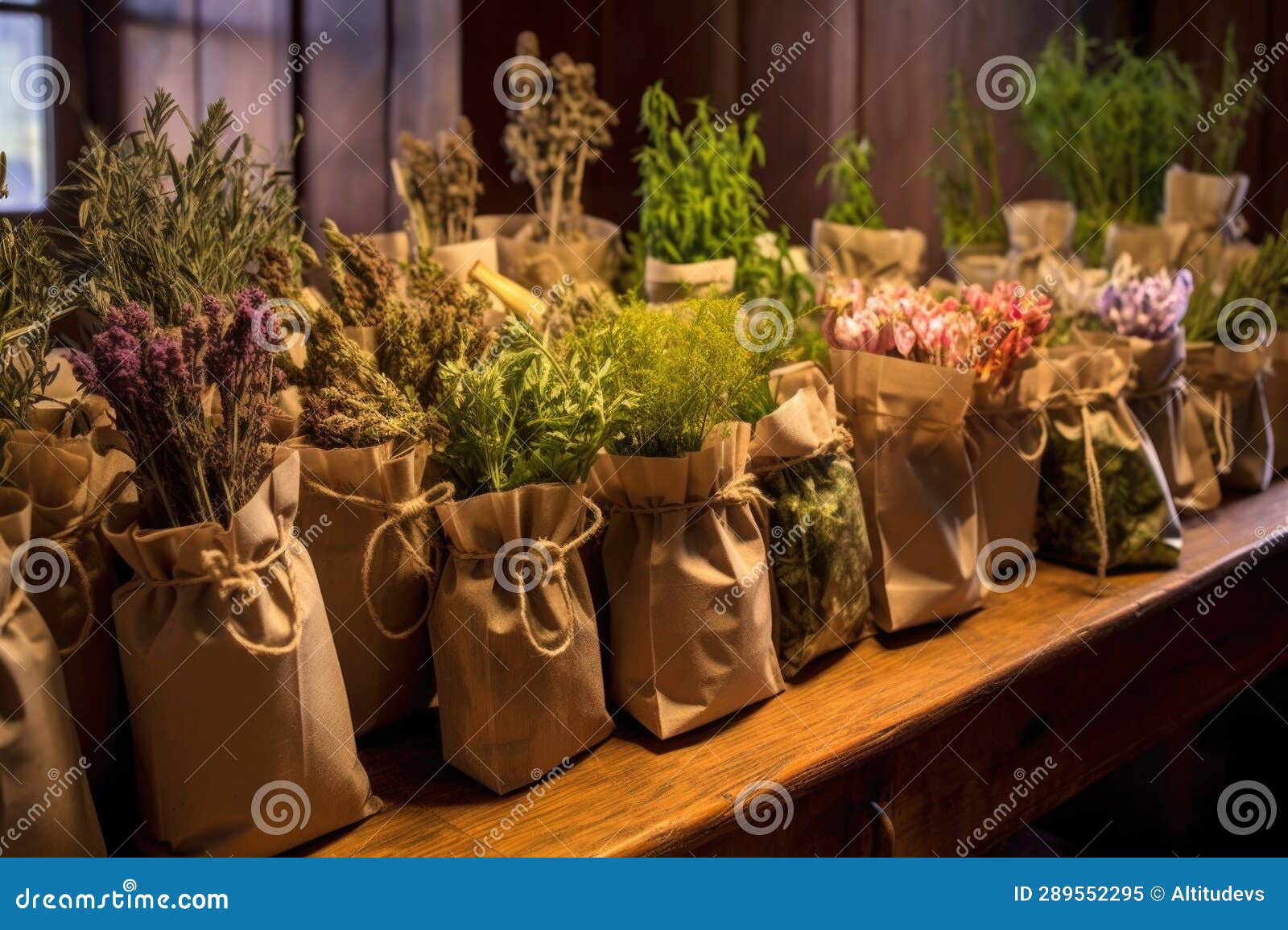 Herbs in Paper Bags Labeled with Names Stock Illustration ...