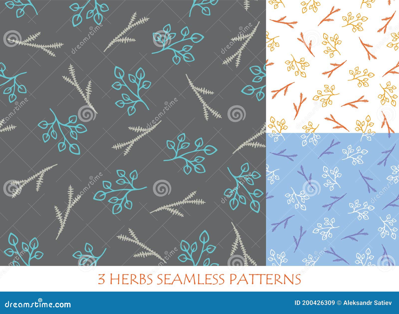 Herbs pattern 9 stock vector. Illustration of field - 200426309