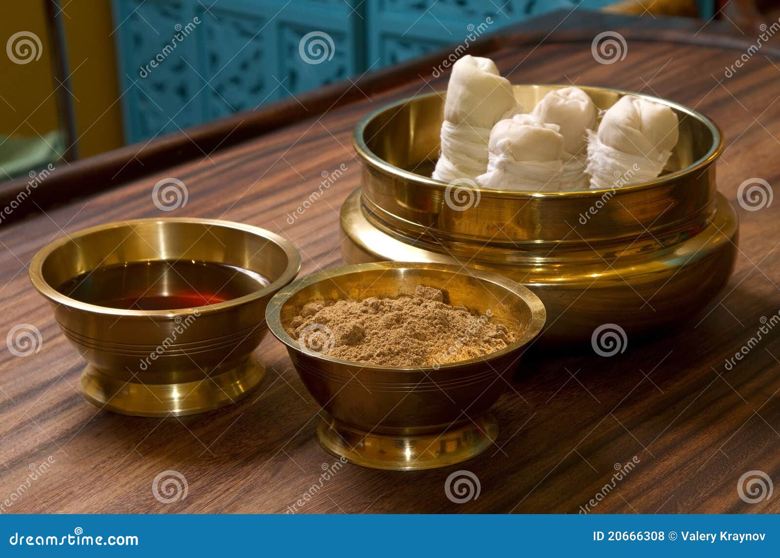 Herbs Powder and Oil in Bronze Cups Stock Photo - Image of health ...