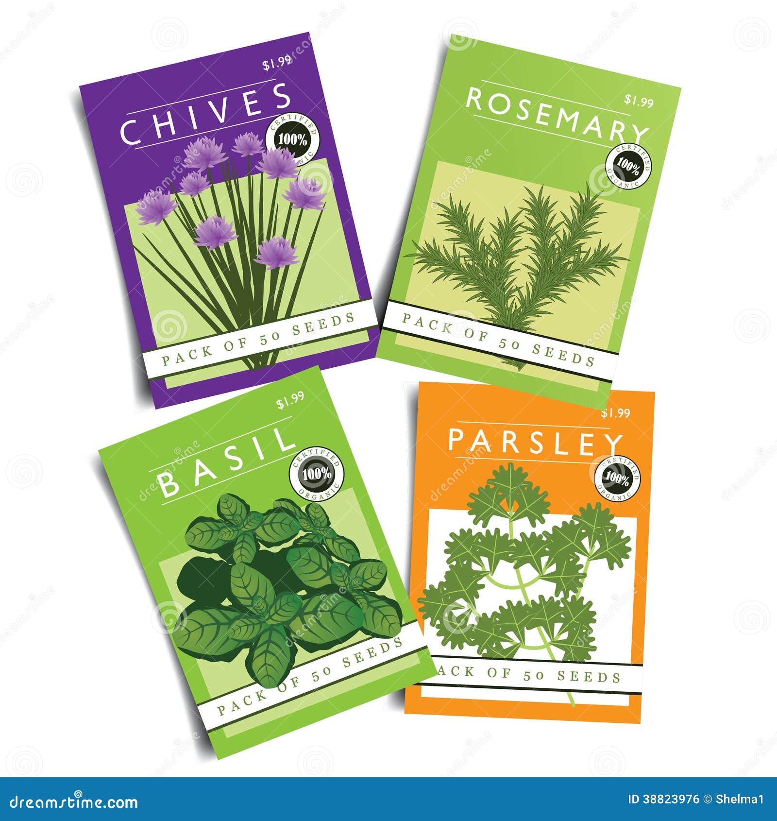 Herbs seed packets stock illustration. Illustration of collection ...