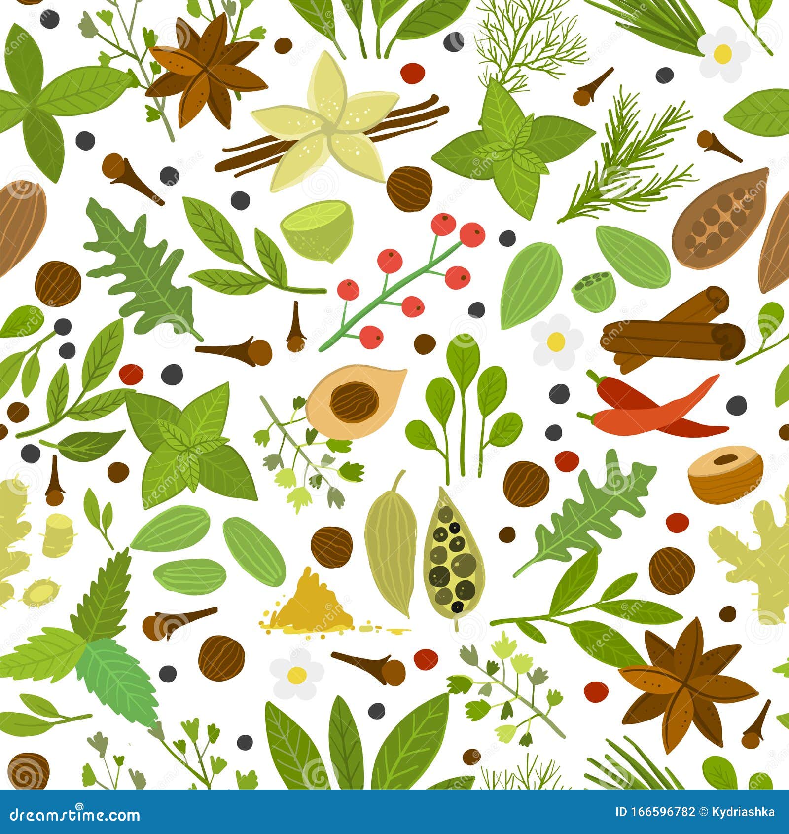 Herbs and Spices Background, Seamless Pattern for Your Design Stock ...