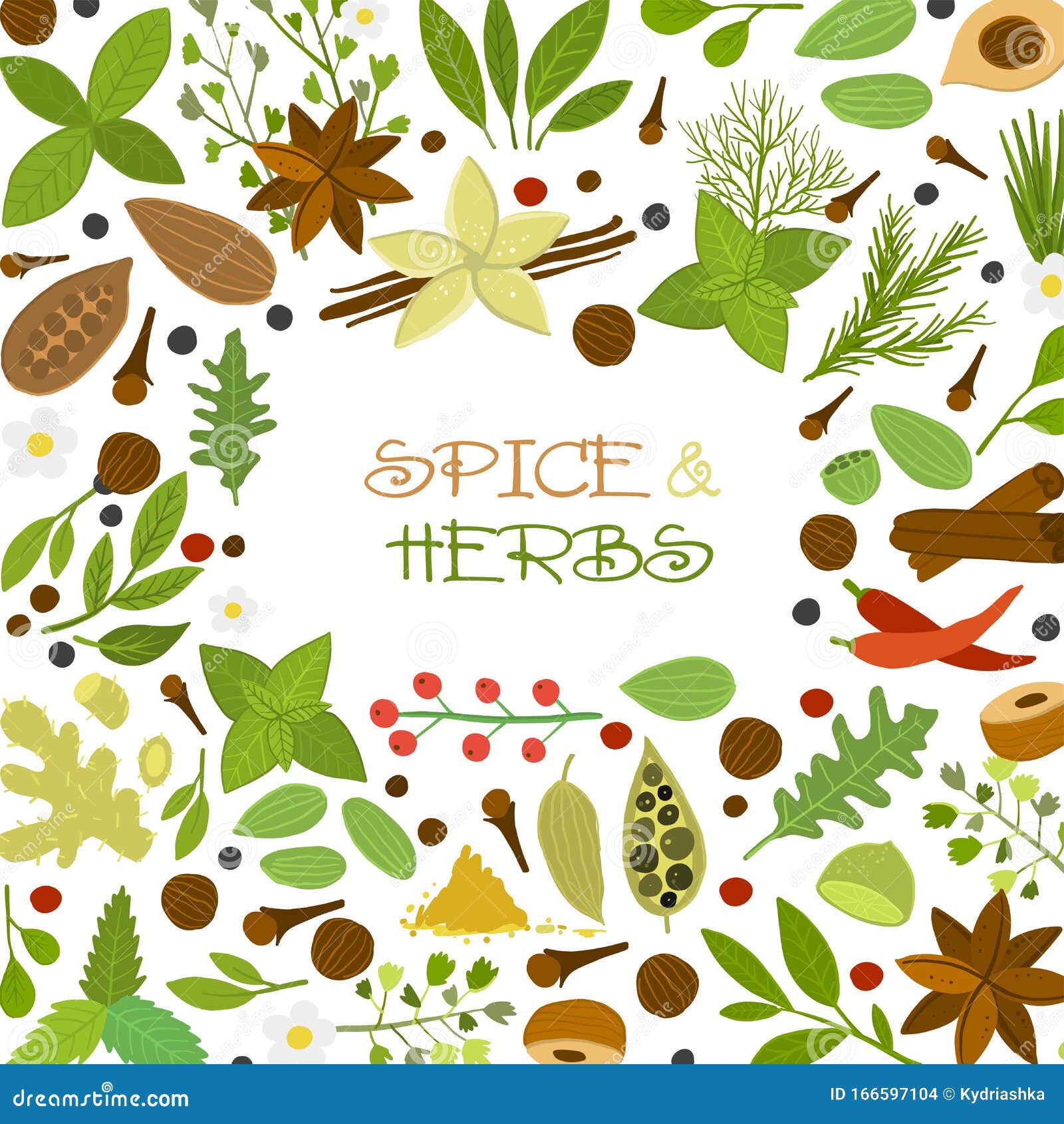 Herbs and Spices Background, Seamless Pattern for Your Design Stock ...