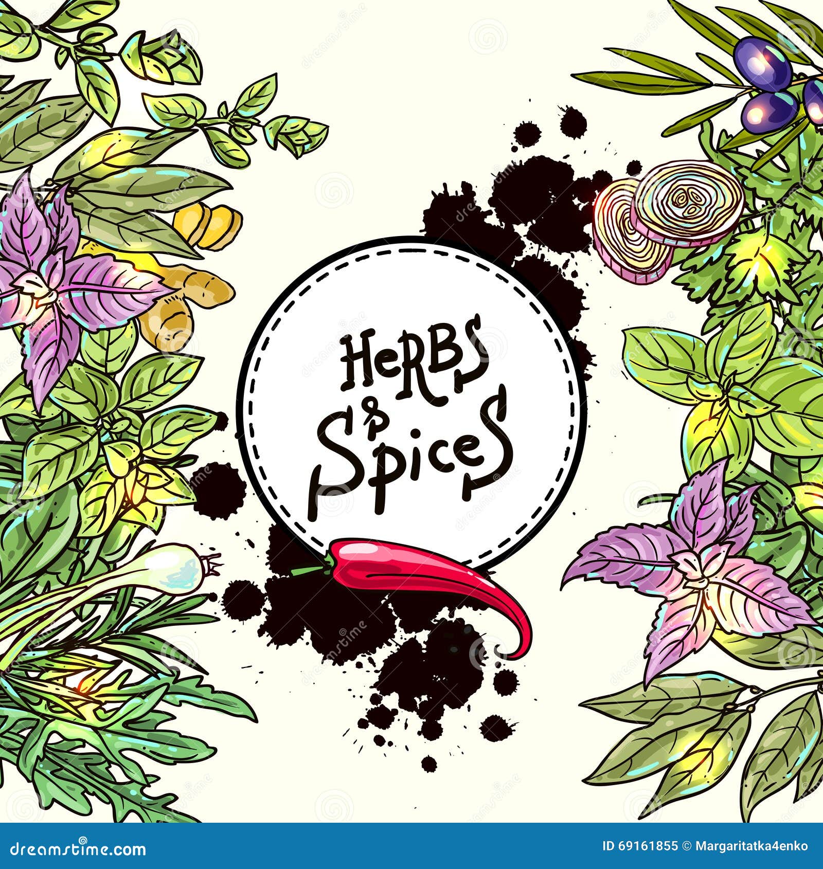 Herbs and spices stock vector. Illustration of herb, ingredient - 69161855