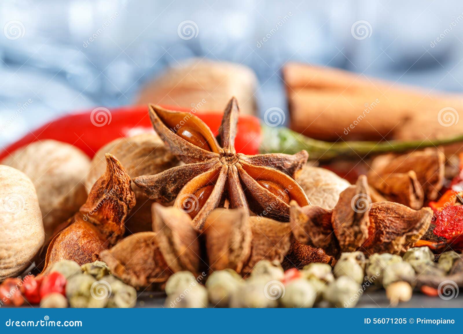 Herbs and spices close-up. stock image. Image of spice - 56071205