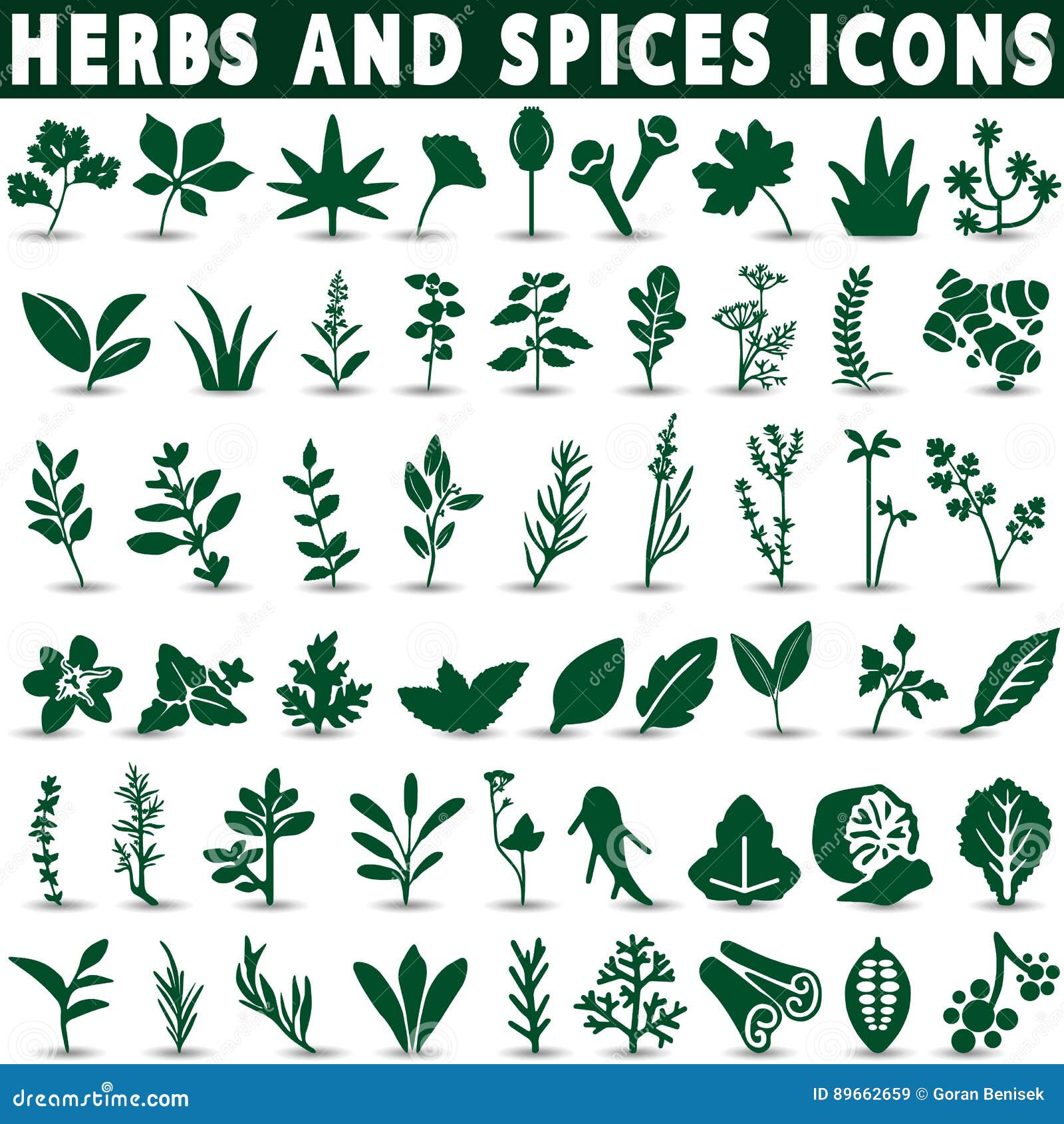 Herbs and spices icons stock vector. Illustration of flower - 89662659