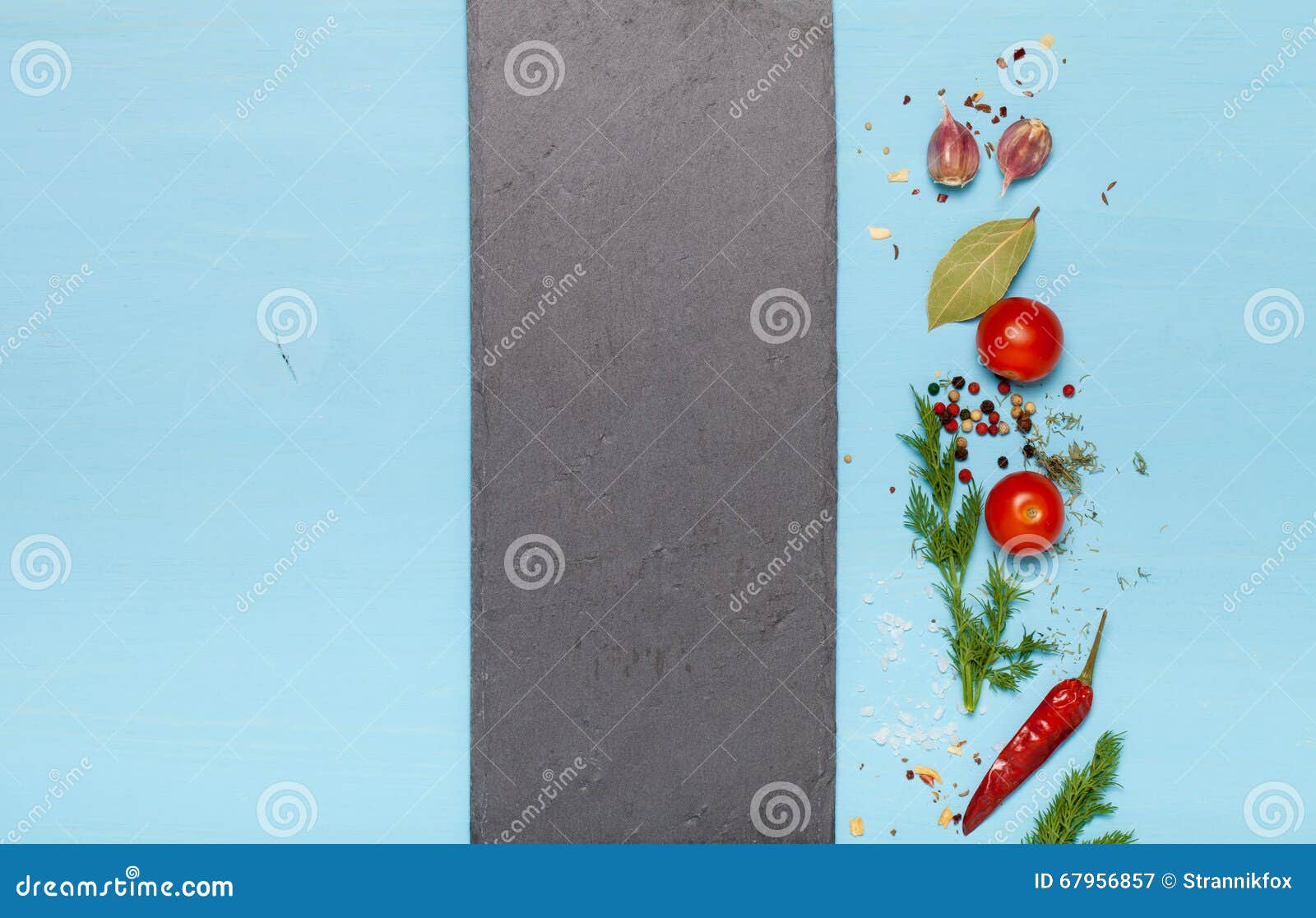 Herbs and Spices on Light Blue Wooden Background Stock Image - Image of ...