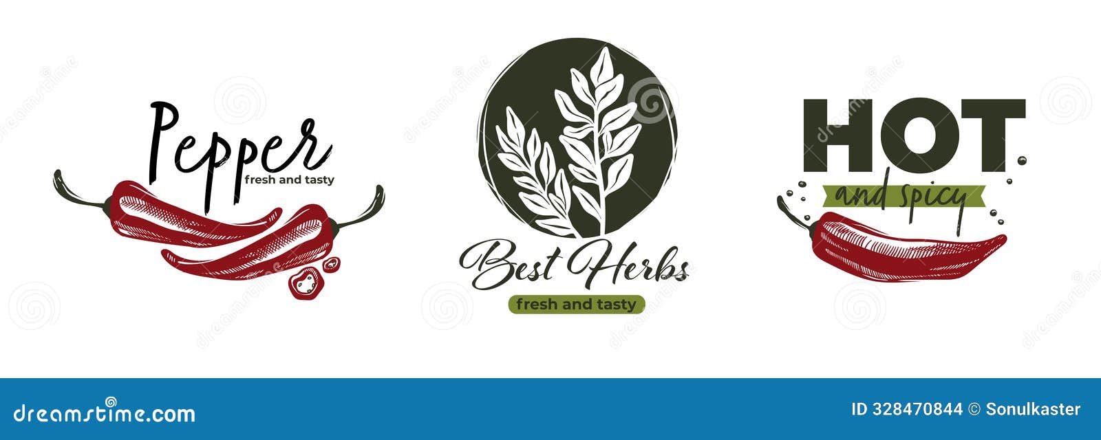 Herbs and Spices Logo Set stock illustration. Illustration of logo ...