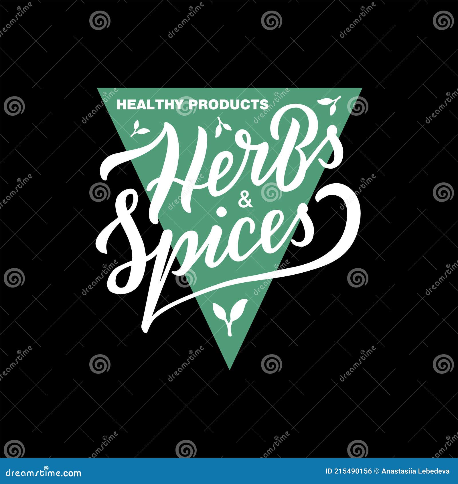 Herbs and Spices Triangle Logo on Black Background Stock Vector ...