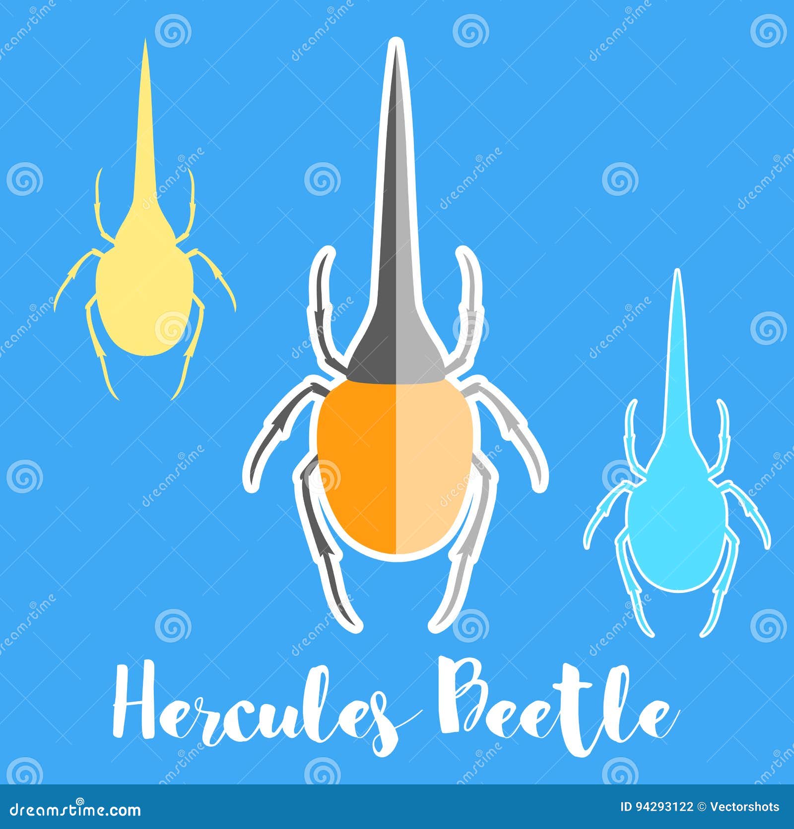 Hercules Beetle Insects Vectors Stock Vector - Illustration of lice ...