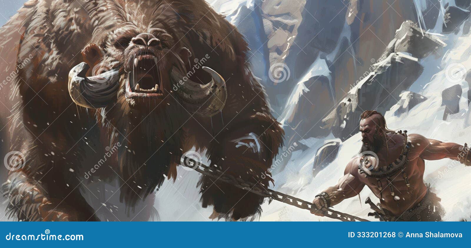 Hercules Drags the Massive Erymanthian Boar with Sharp Teeth and Long ...